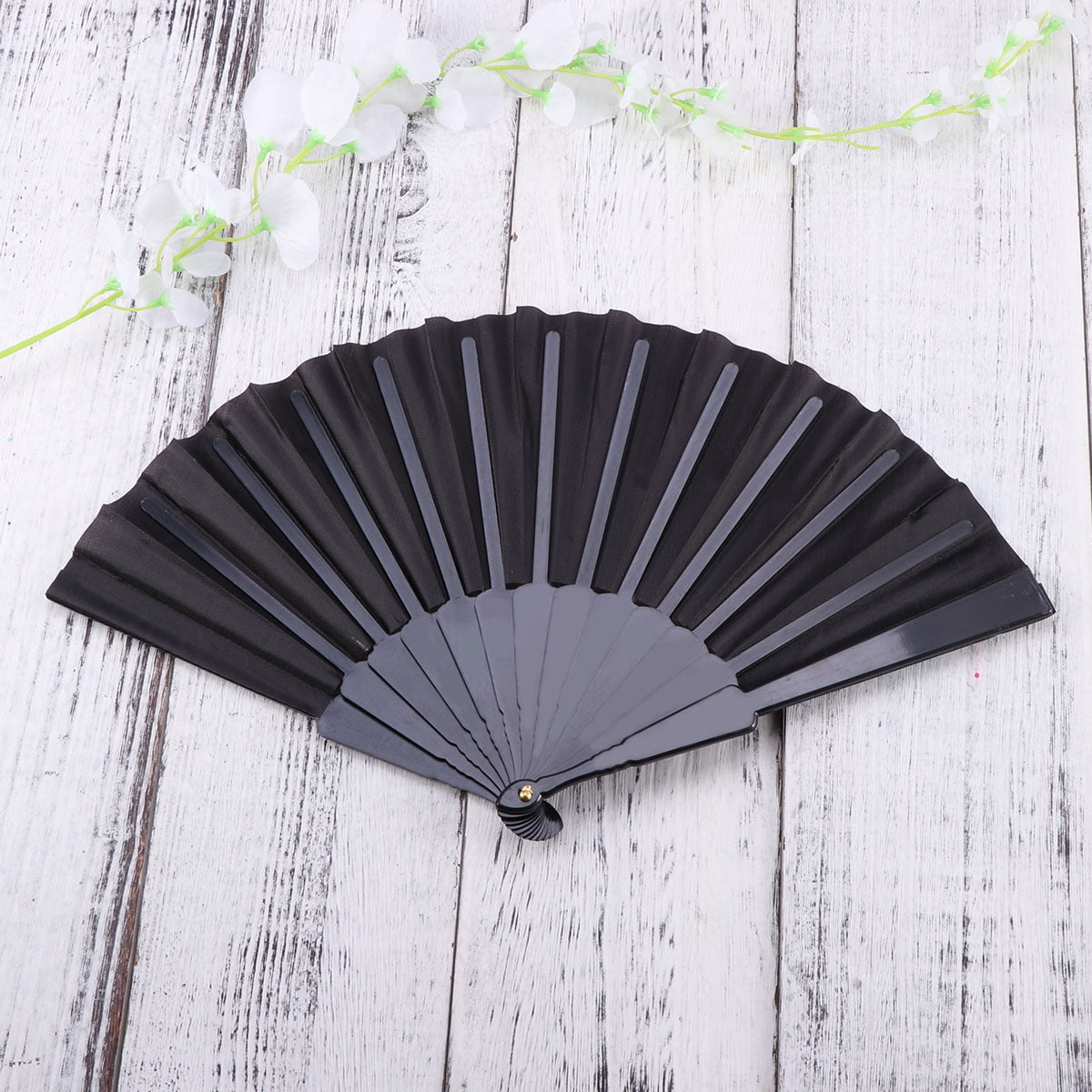 GOOHOCHY Advertising Fabric Folding Fan Blank Folding Fan Black ...