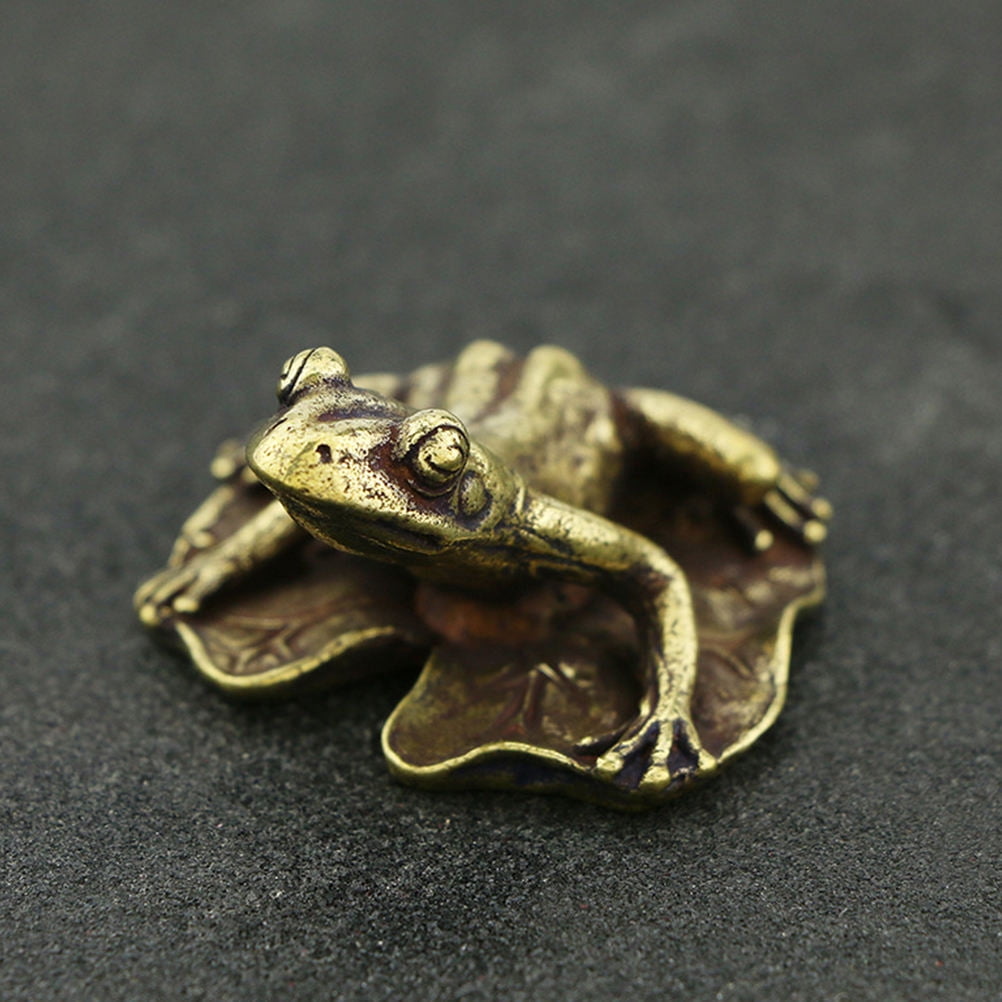 GOOHOCHY Antique Frog Statue Frog-shape Tea Pet Brass Crafts Desktop ...