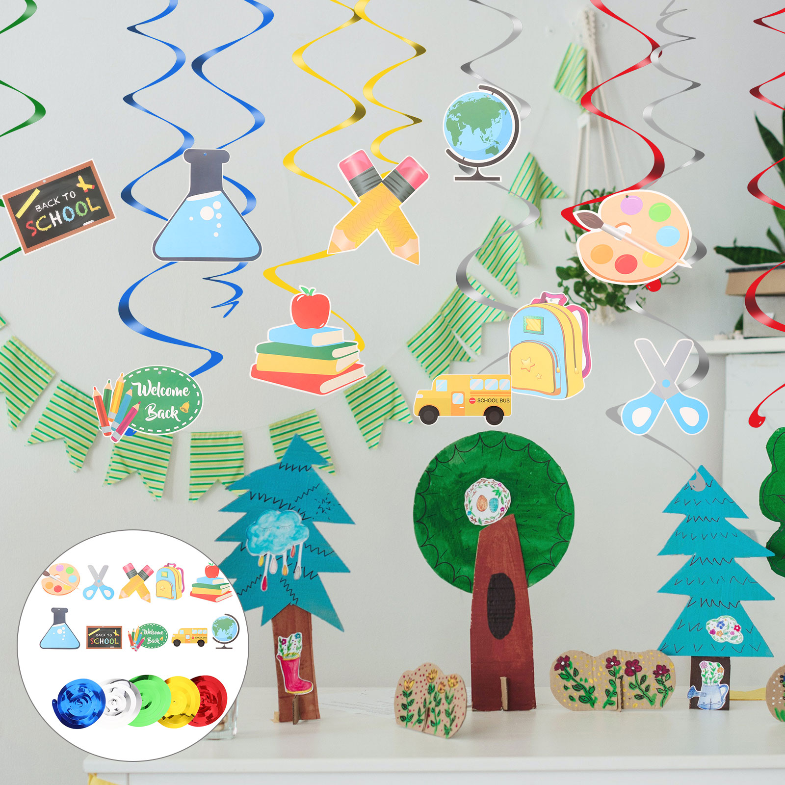 GOOHOCHY Back to School Banner Assorted Color Paper Decoration for ...