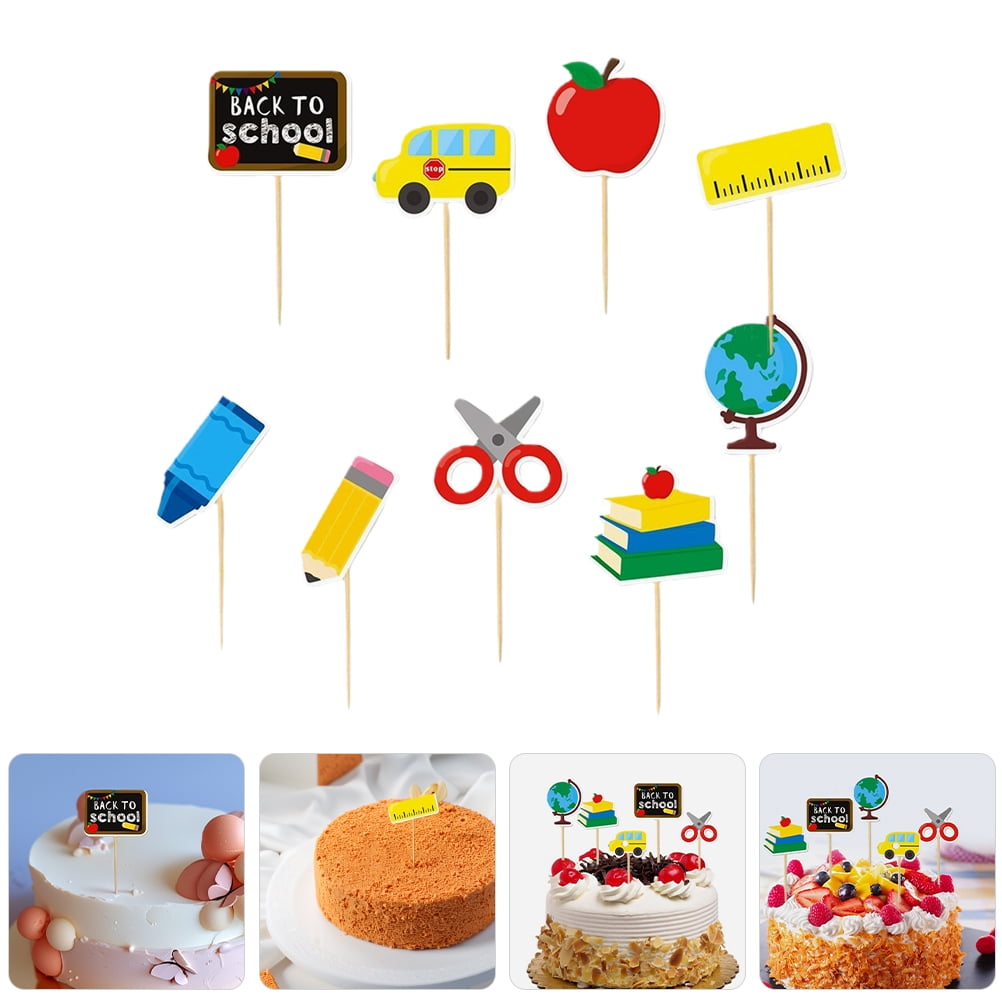 GOOHOCHY Back to School Cupcake Toppers with Blackboard Design and ...