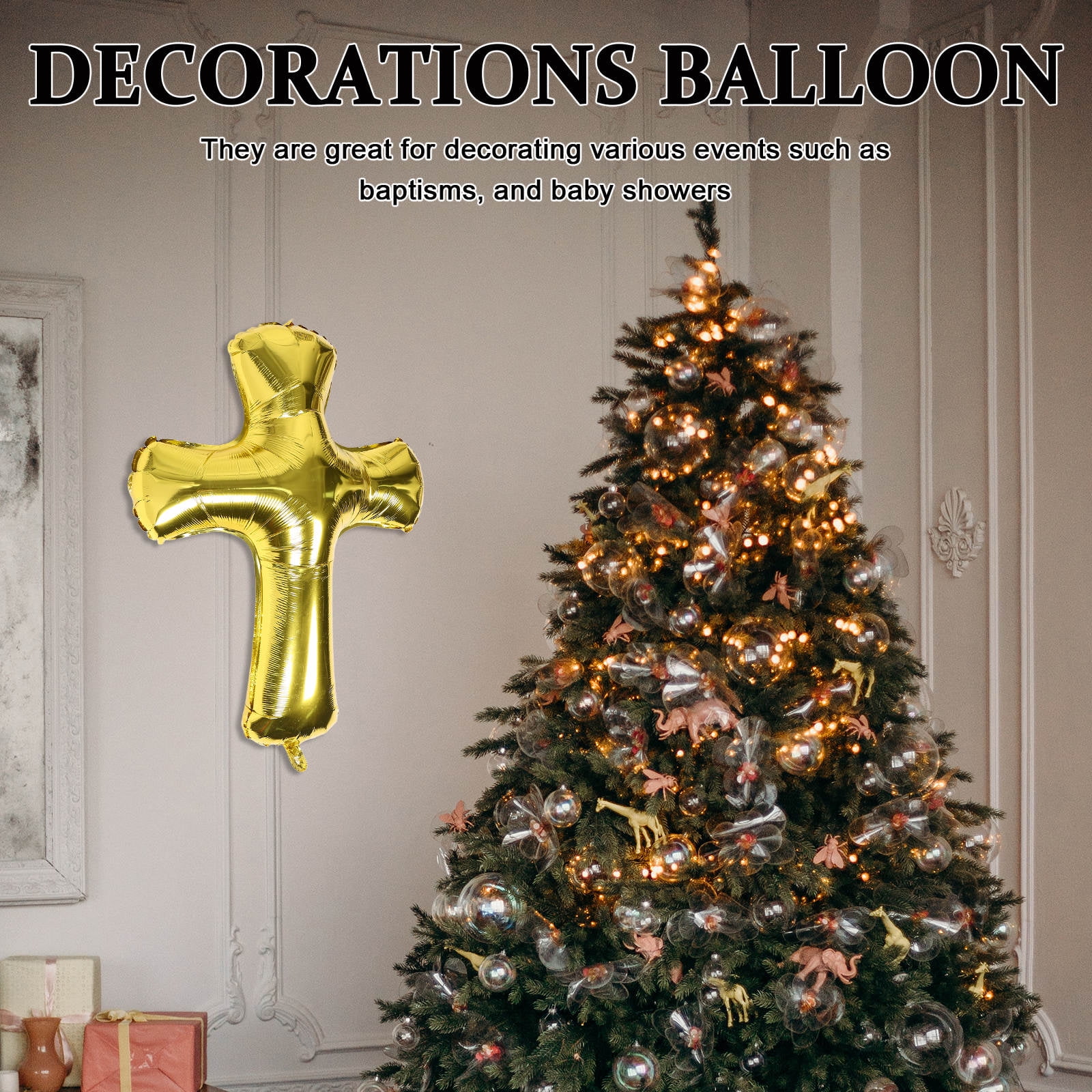 GOOHOCHY Balloon Decorations Cross Shape Aluminum Foil Balloons Birthday Party Decorations ...