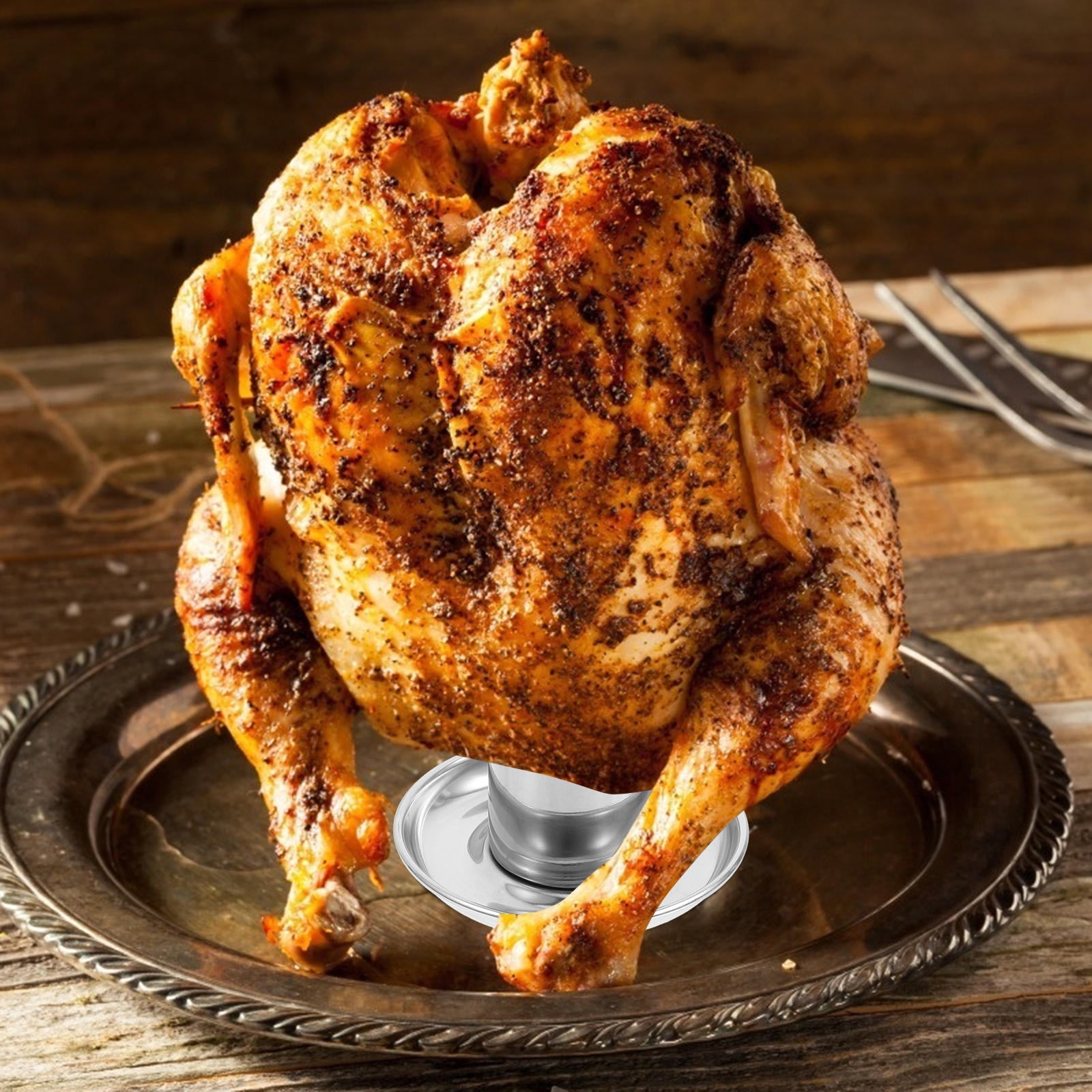 GOOHOCHY Beer Can Chicken Stand Stainless Steel Vertical Beer Butt ...