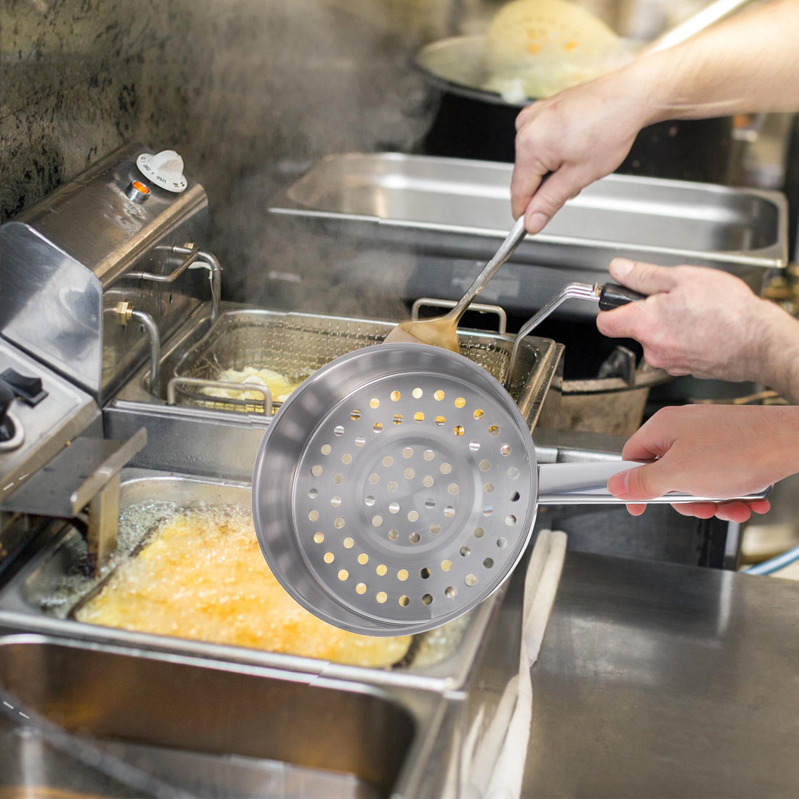 GOOHOCHY Big Hole Cold Shrimp Colander Pot Slotted Ladle Stainless ...