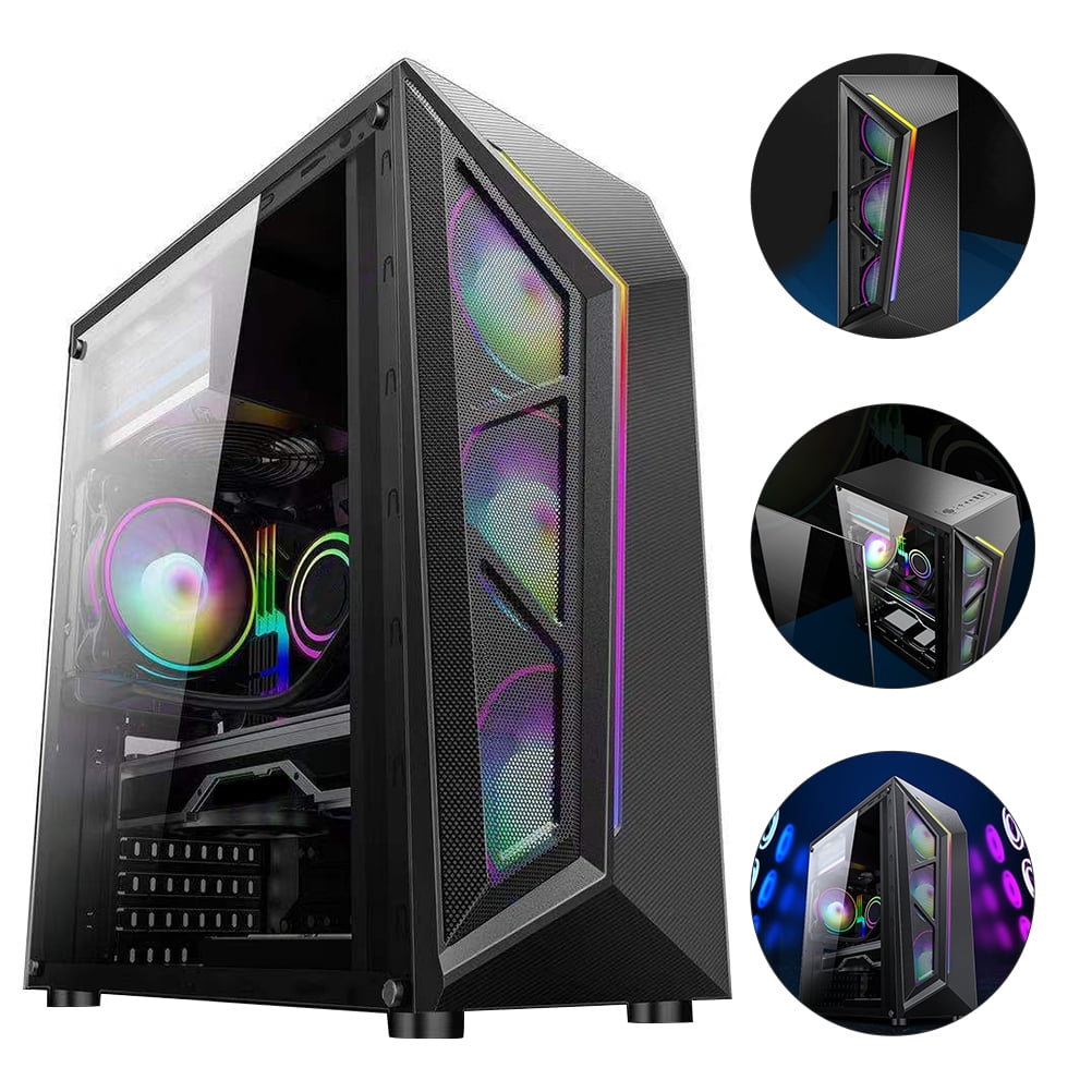 GOOHOCHY Black Computer Chassis with RGB and Good Ventilation for ATX M ...