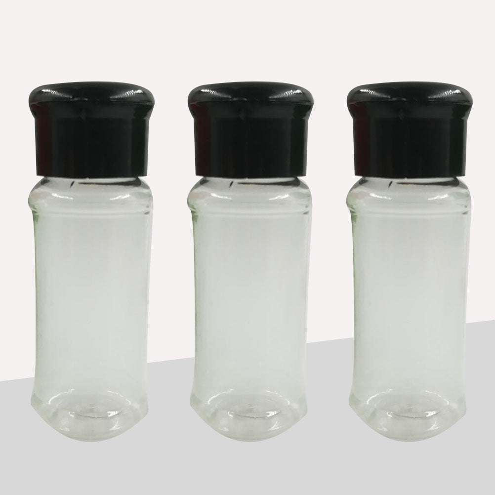 GOOHOCHY Black PET Plastic Spice Jar with Rotating Lid for Easy Storage ...