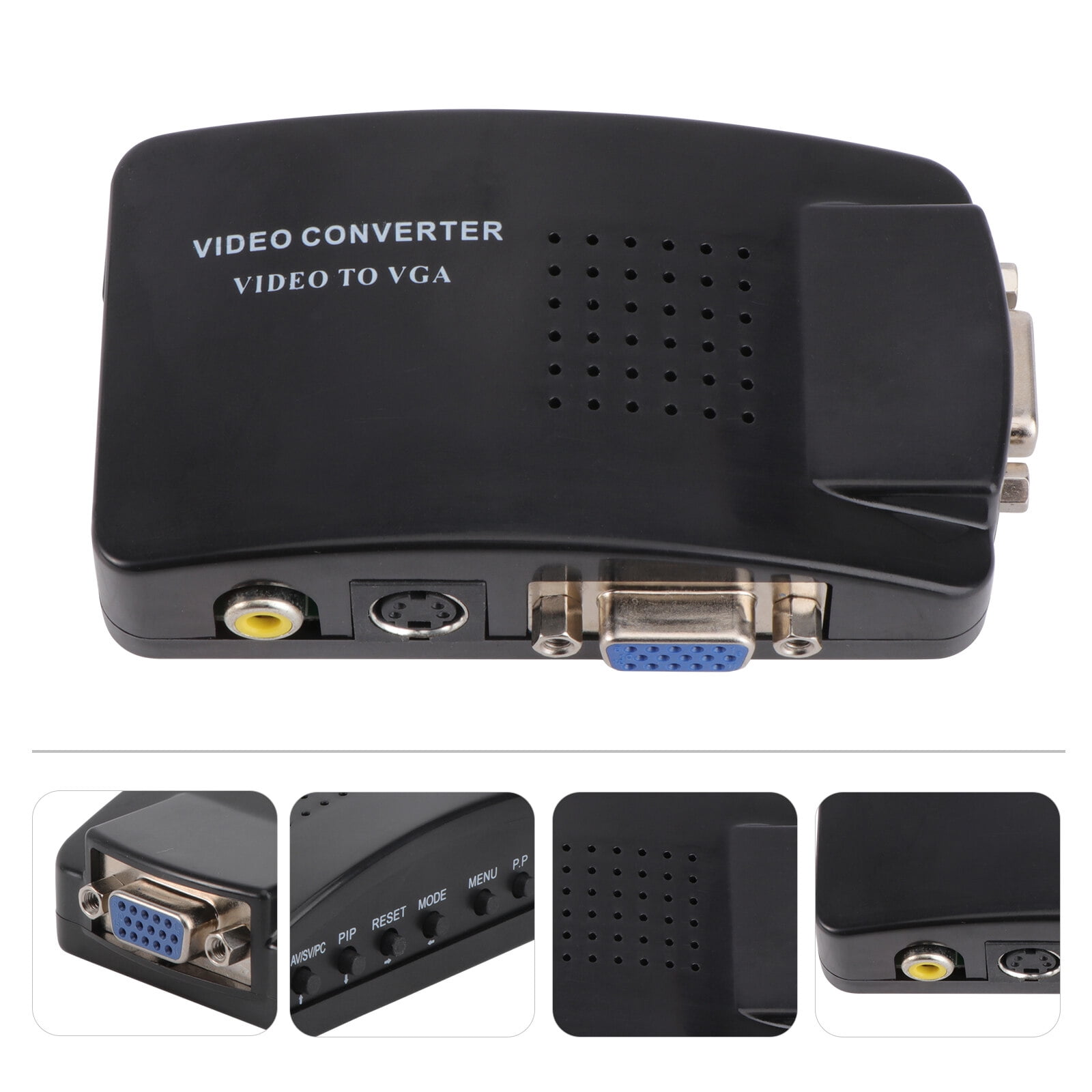 GOOHOCHY Black Signal Adapter Box for Converting AV to VGA with 3 ...