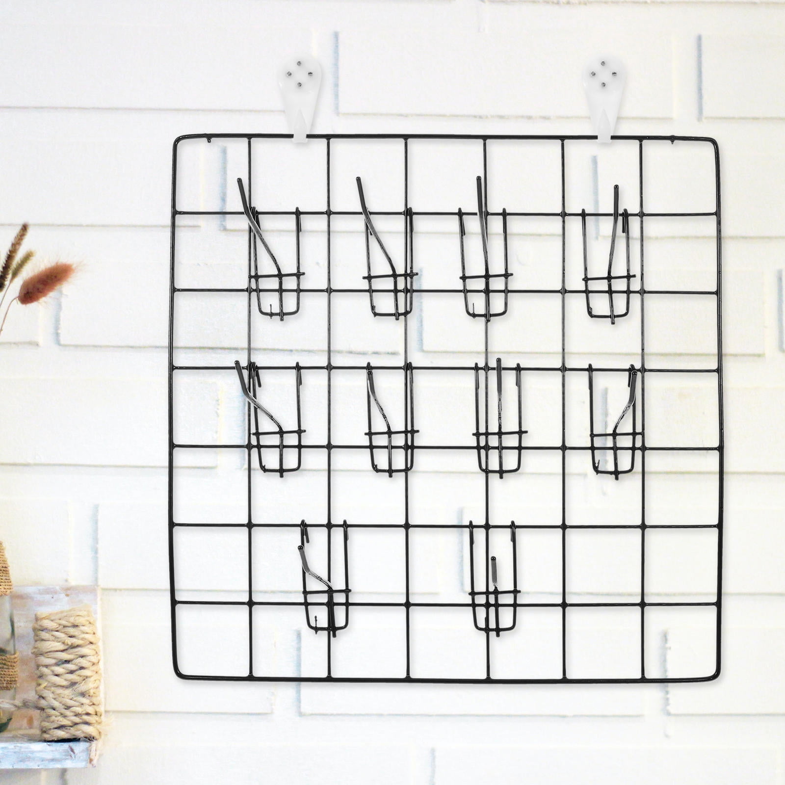 GOOHOCHY Black Wire Grid Wall Panel with Nail and 10pcs Hooks 35x35 ...