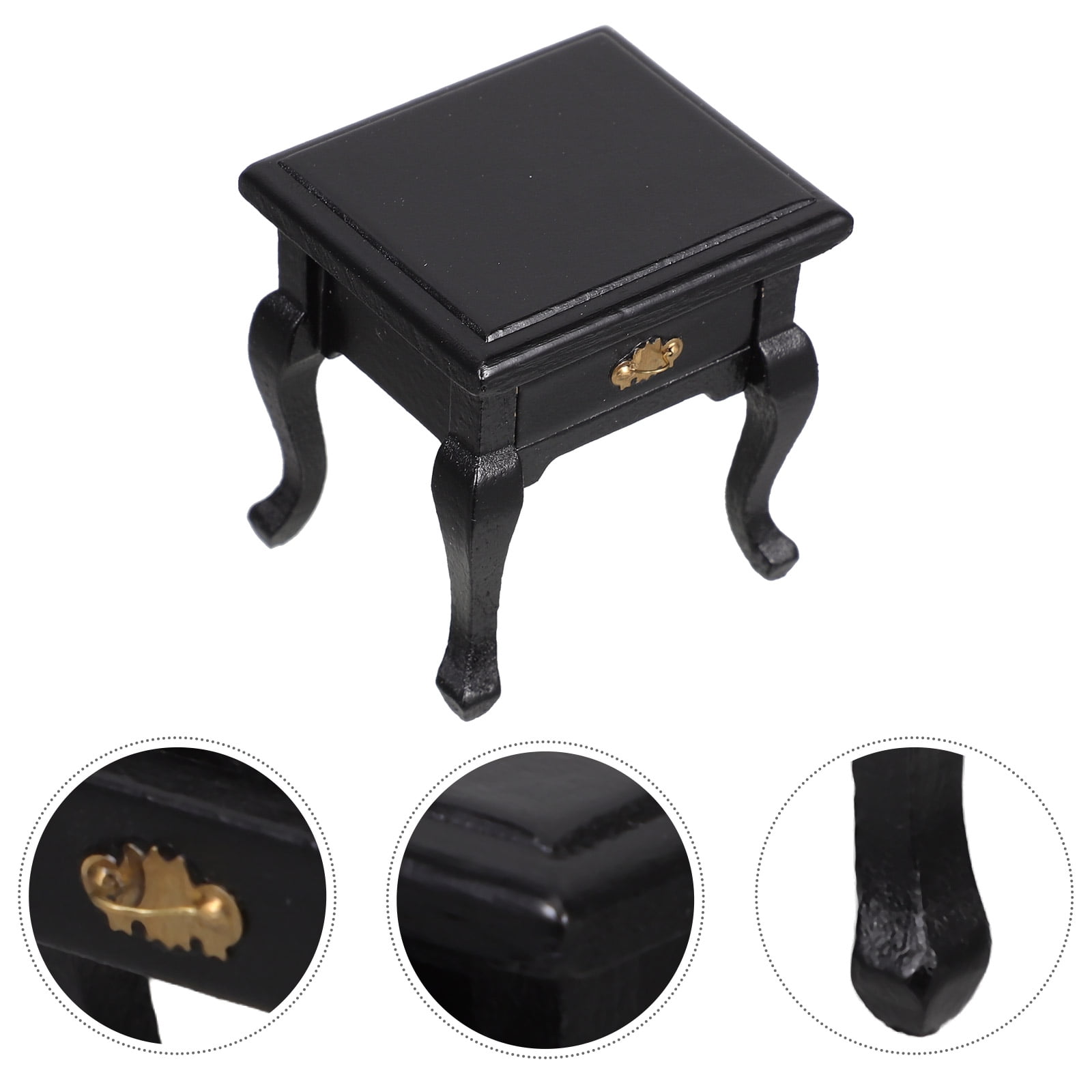 GOOHOCHY Black Wooden Miniature Bedroom Furniture with Functional ...