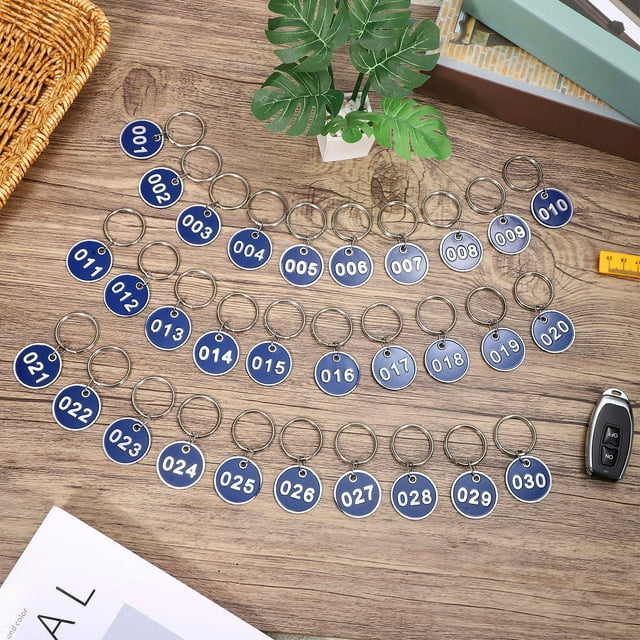 GOOHOCHY Blue Aluminum Number Tags for Luggage ID Key Ring Labels Ideal ...
