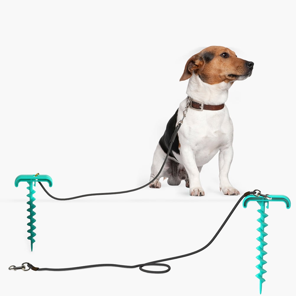 GOOHOCHY Blue Dog Stake with 360Degree Movable Ring for Outdoor Use ...