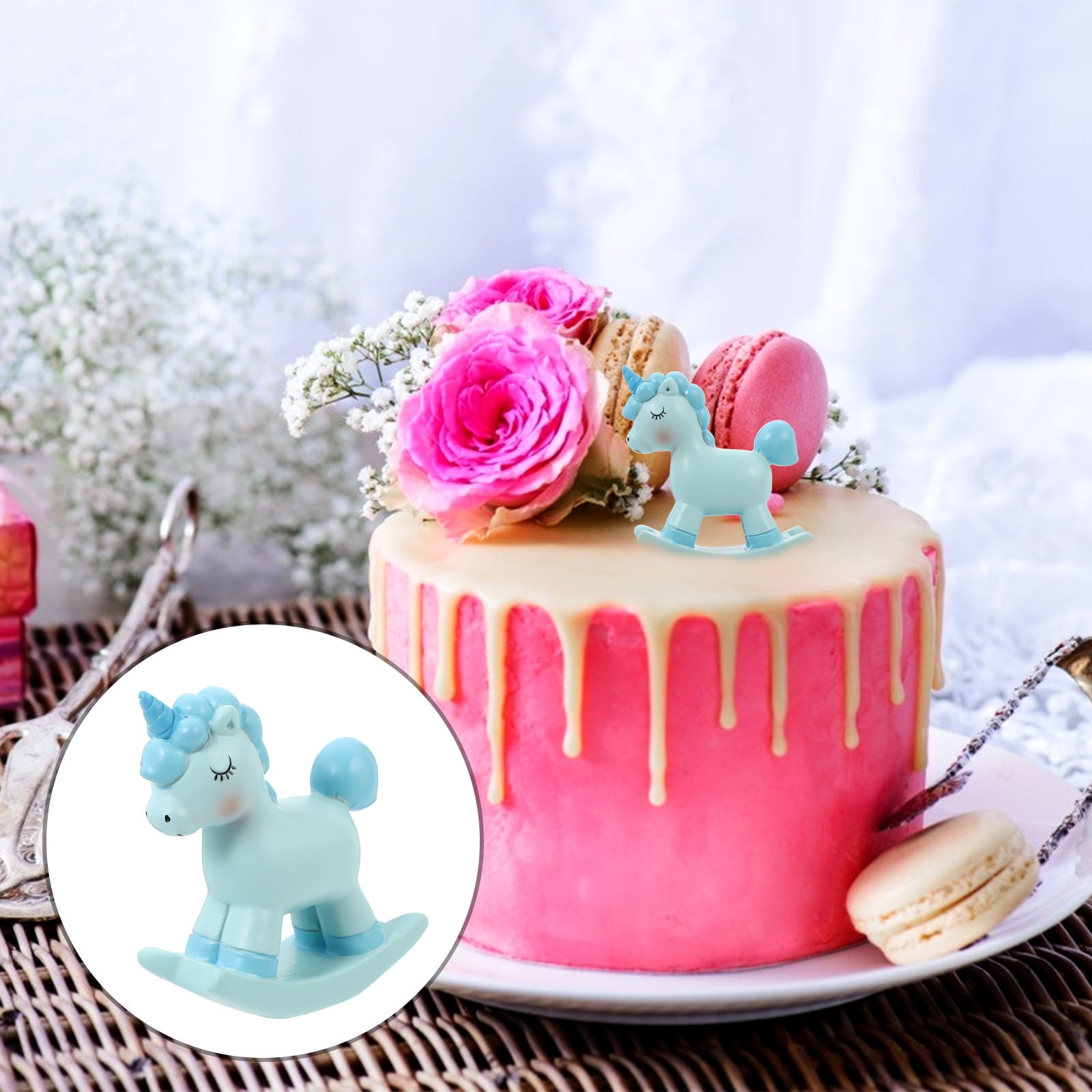 GOOHOCHY Cake Topper Resin Unicorn Decoration Ornament for Birthday ...