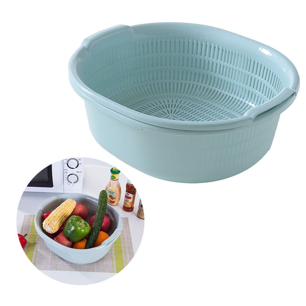 GOOHOCHY Blue Stackable Plastic Colander for Draining Fruit and ...