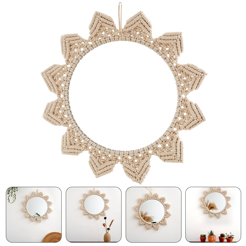 GOOHOCHY Braided Cotton Rope Mirror Mirrors for Wall Bathroom Bohemian ...