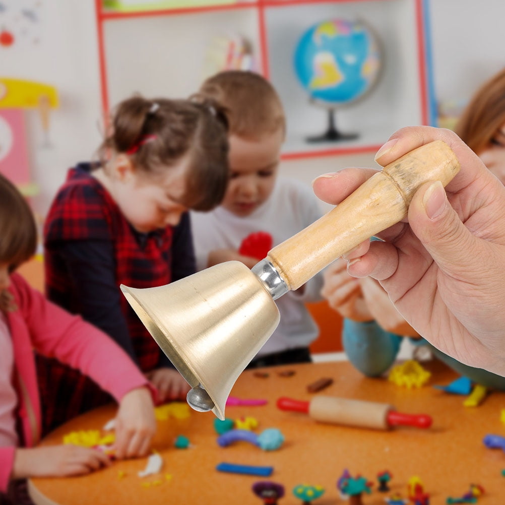 GOOHOCHY Brass Hand Call Bell with Wood Handle Small Hand Call Bell ...