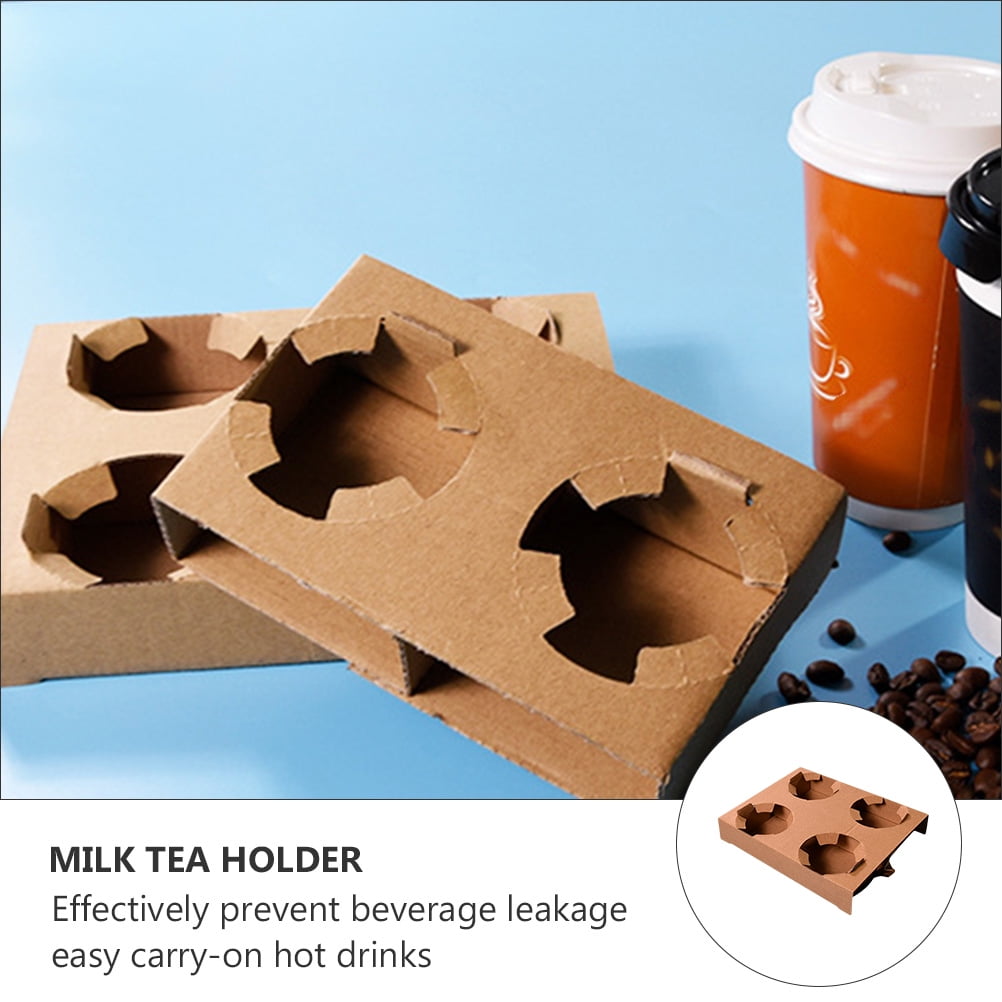 GOOHOCHY Brown Paper Drink Carrier Tray for Beverages Eco Friendly ...