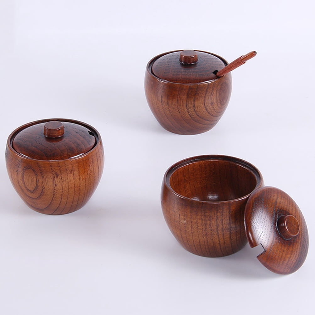 GOOHOCHY Brown Timber Spice Jars with Eco Friendly Wood Perfect for ...