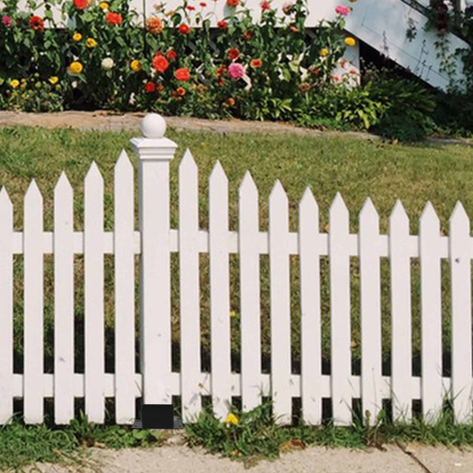 HINTRMENT Fence Post Base Protector Black Iron Landscapers 1Pcs 5.5x3 ...