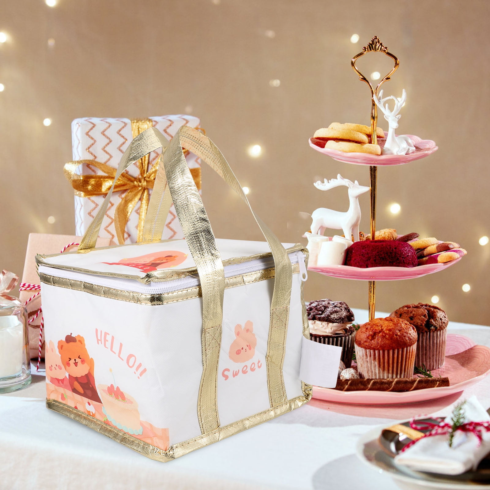 GOOHOCHY Cake Packing Bag Food Carrying Bag Zipper Packing Bag ...