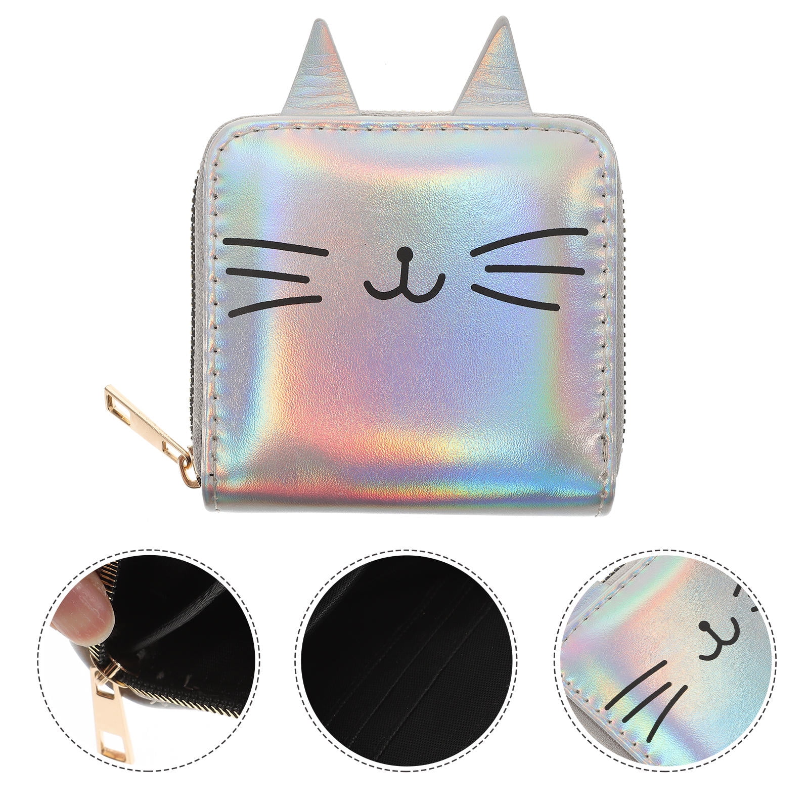 GOOHOCHY Cat Card Bag Shiny Appearance Small Personal Items Holder ...