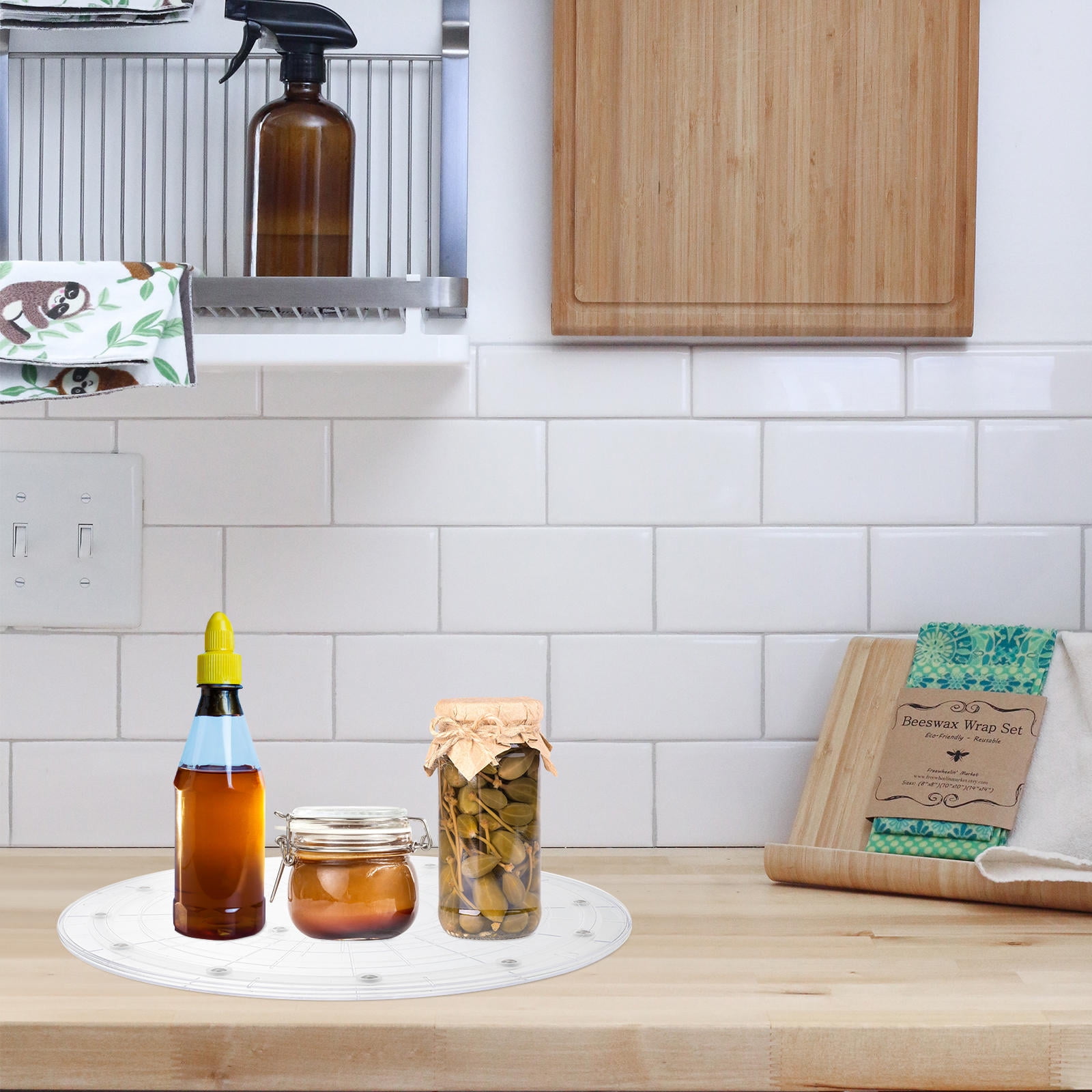 GOOHOCHY Clear Acrylic Turntable 360degree Rotating Turntable Turntable ...