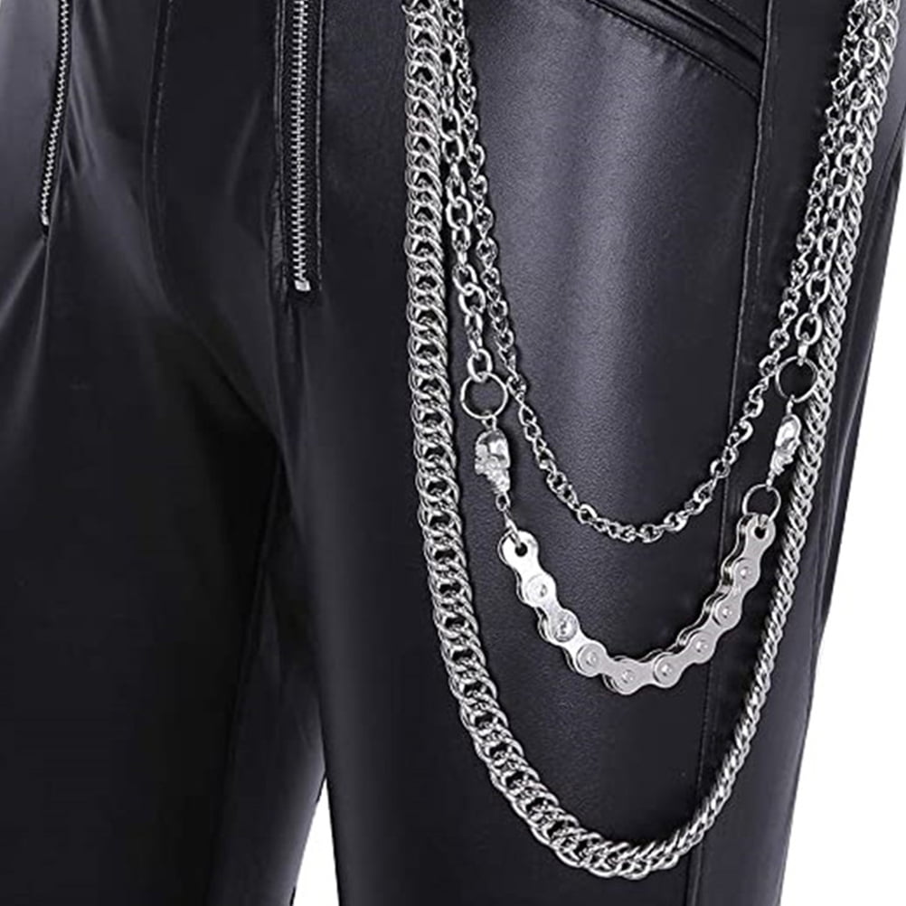 GOOHOCHY Cool Waist Chain Male Pants Rave Punk Man Men and Women Silver ...