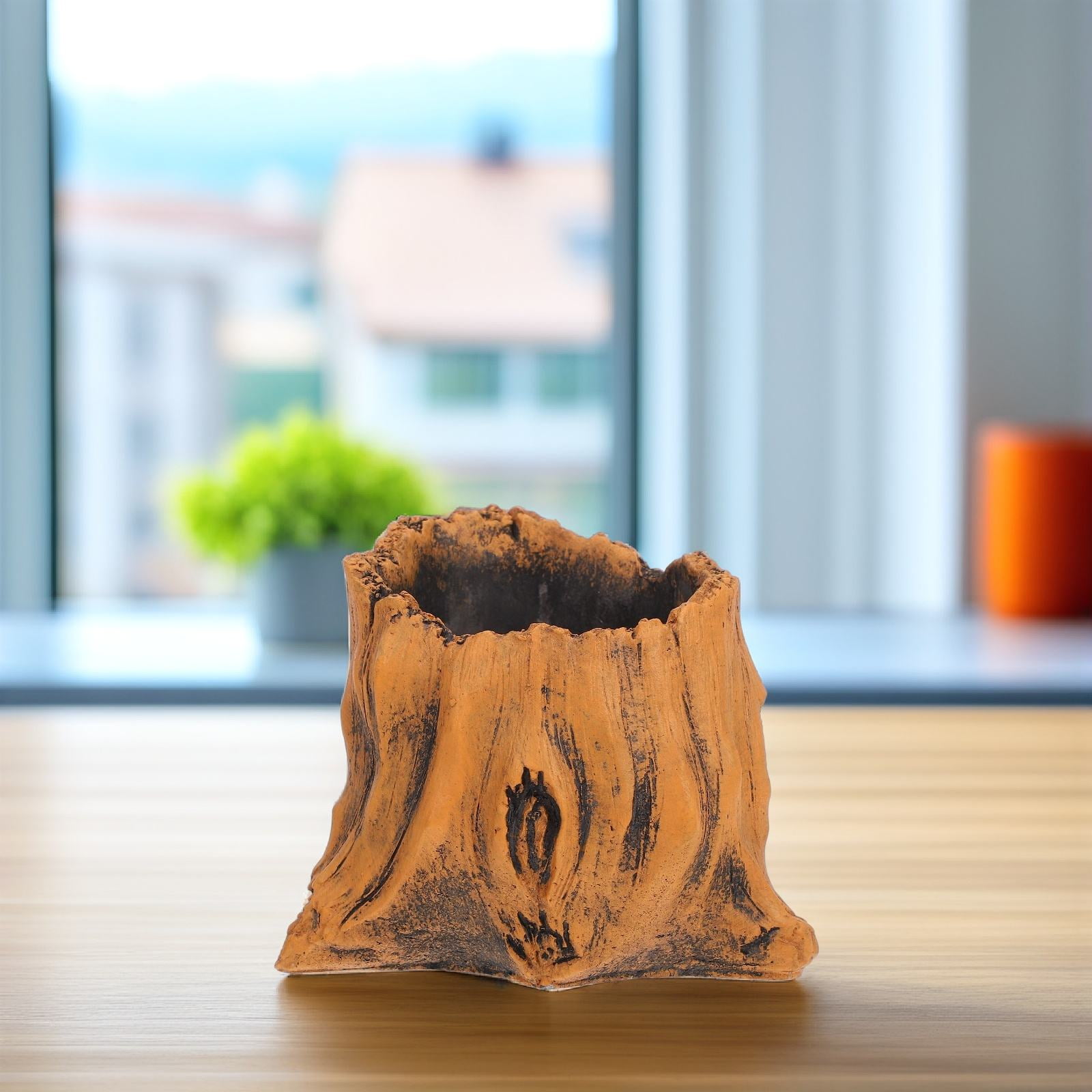 GOOHOCHY Creative Vintage Imitation Wood Pile Tree Wood Flower Pot ...