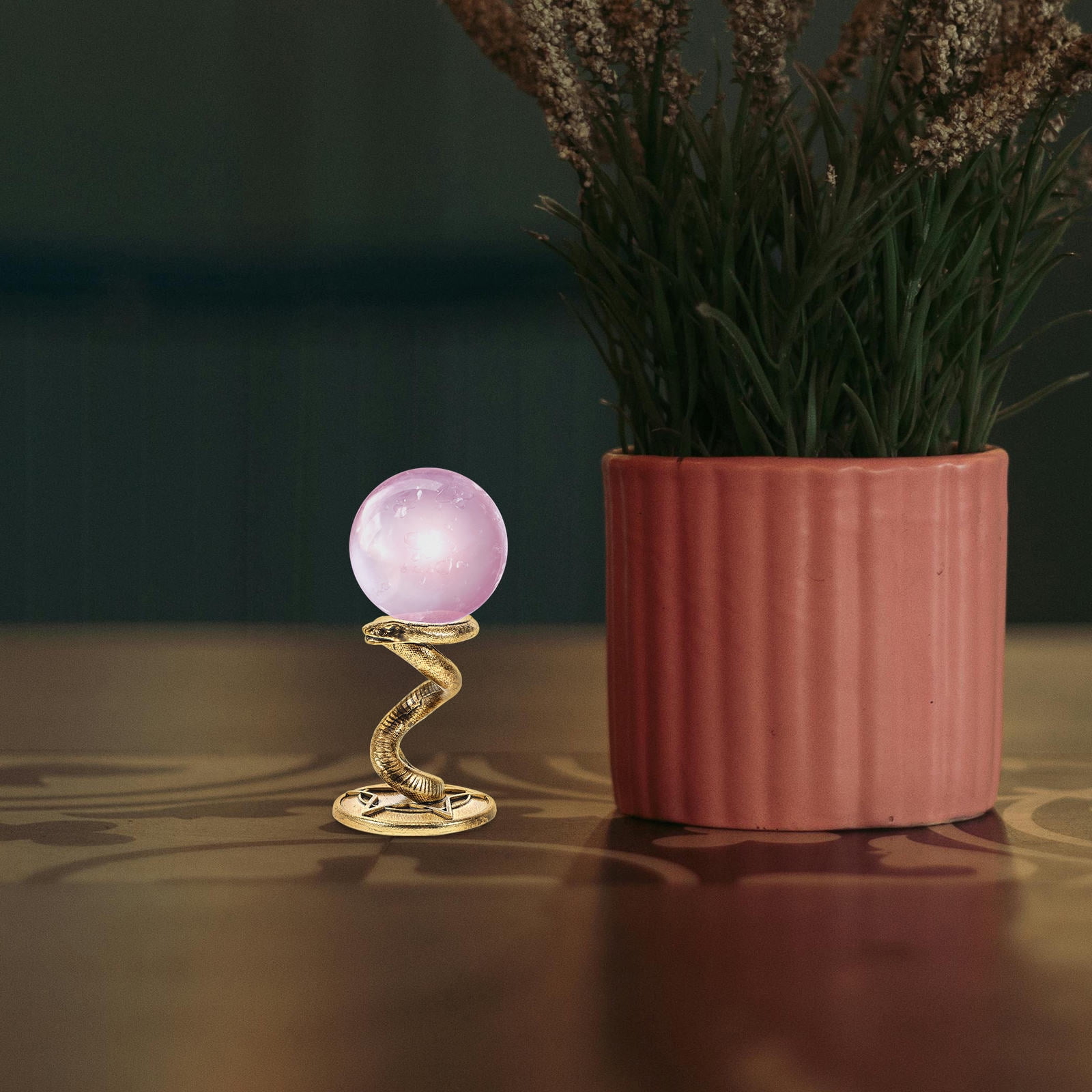 GOOHOCHY Crystal Ball Display Stand 1Pack Khaki Snake Shaped Base For ...