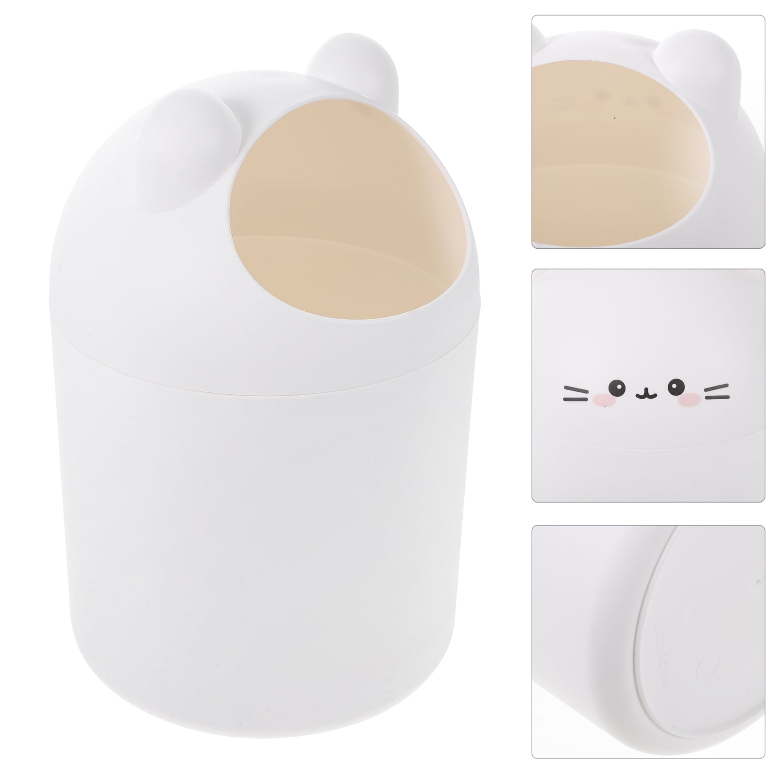GOOHOCHY Cute White Plastic Trash Can for Storage Use Adds Elegance to ...