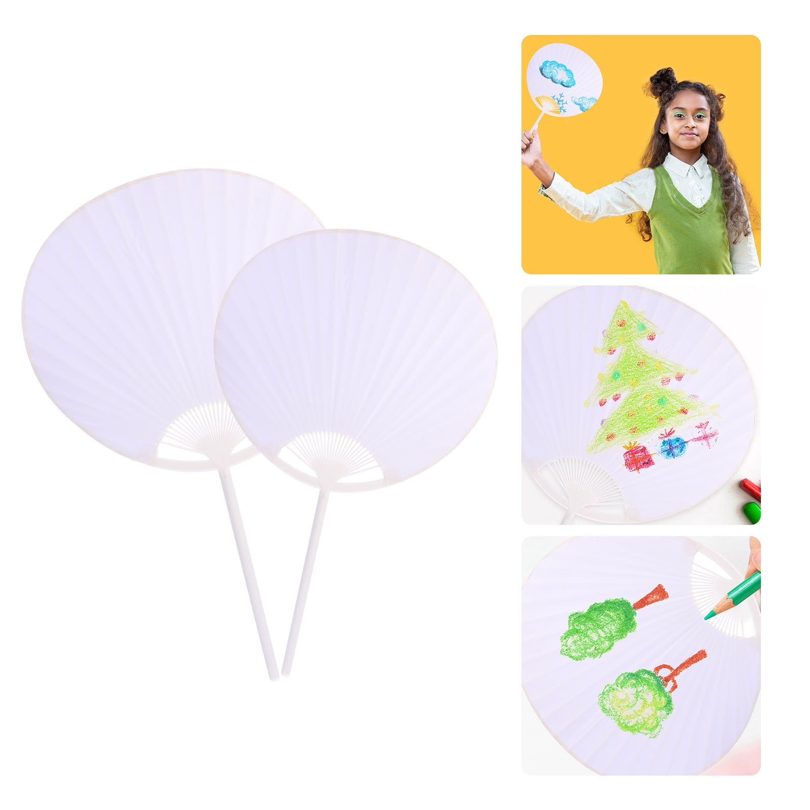 GOOHOCHY DIY Painting Hand Fan for Kids Graffiti Toy Blank Round Hand ...