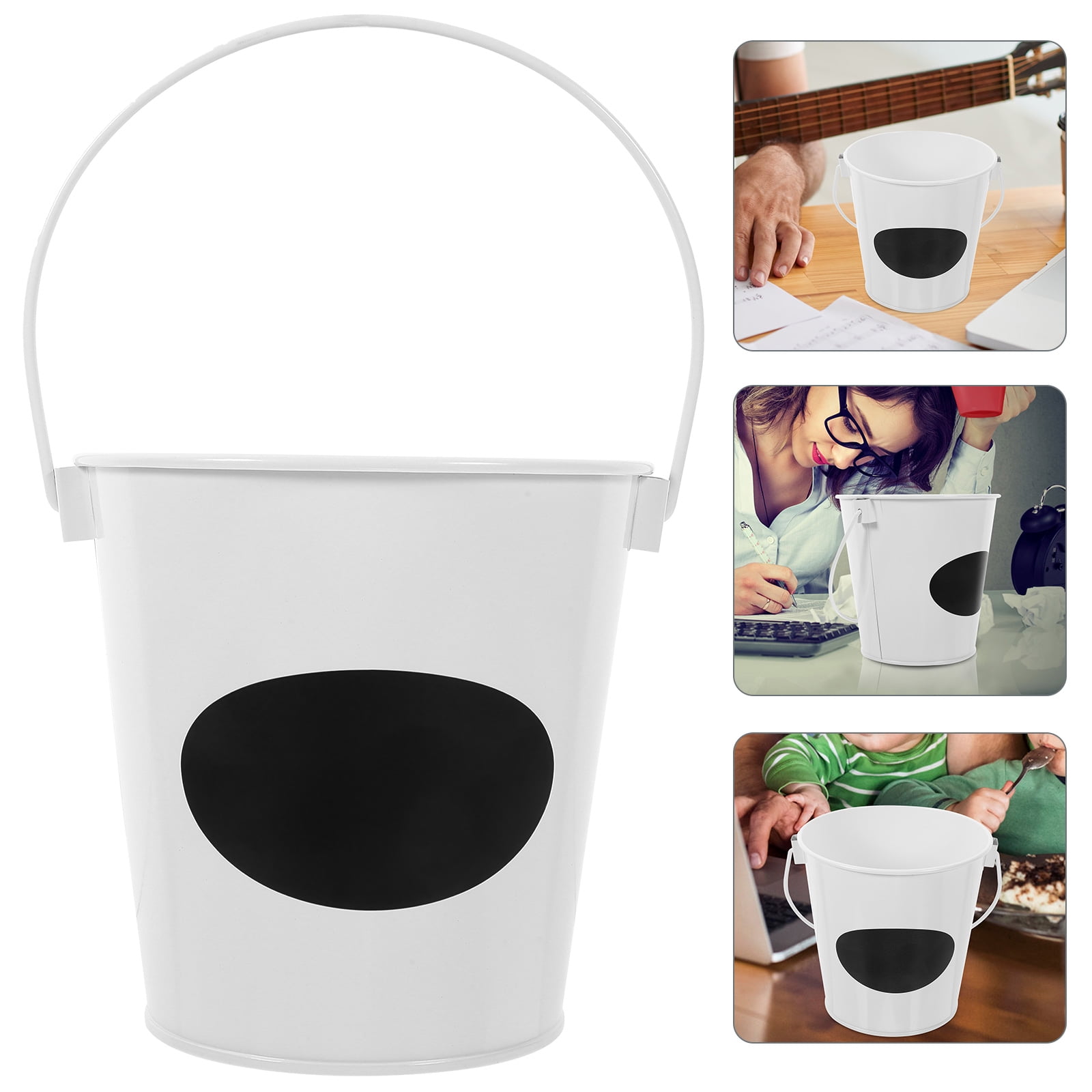 GOOHOCHY Desk Tabletop Trash Can Waste Container Iron Waste Bin Garbage ...