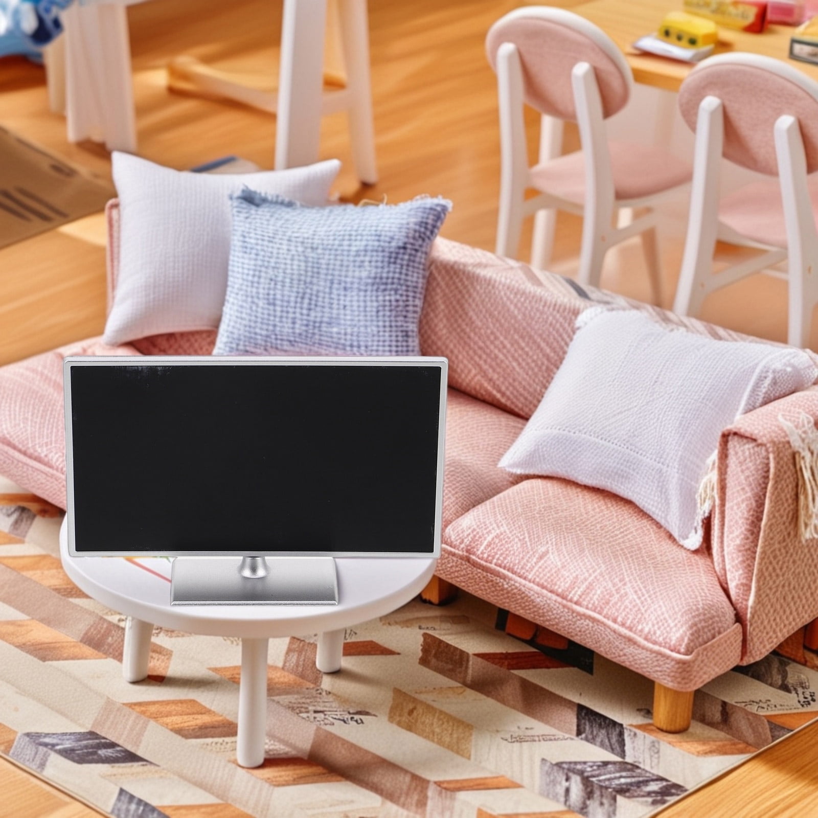 GOOHOCHY Dollhouse Mini TV Dollhouse Living Room Furniture Fake ...