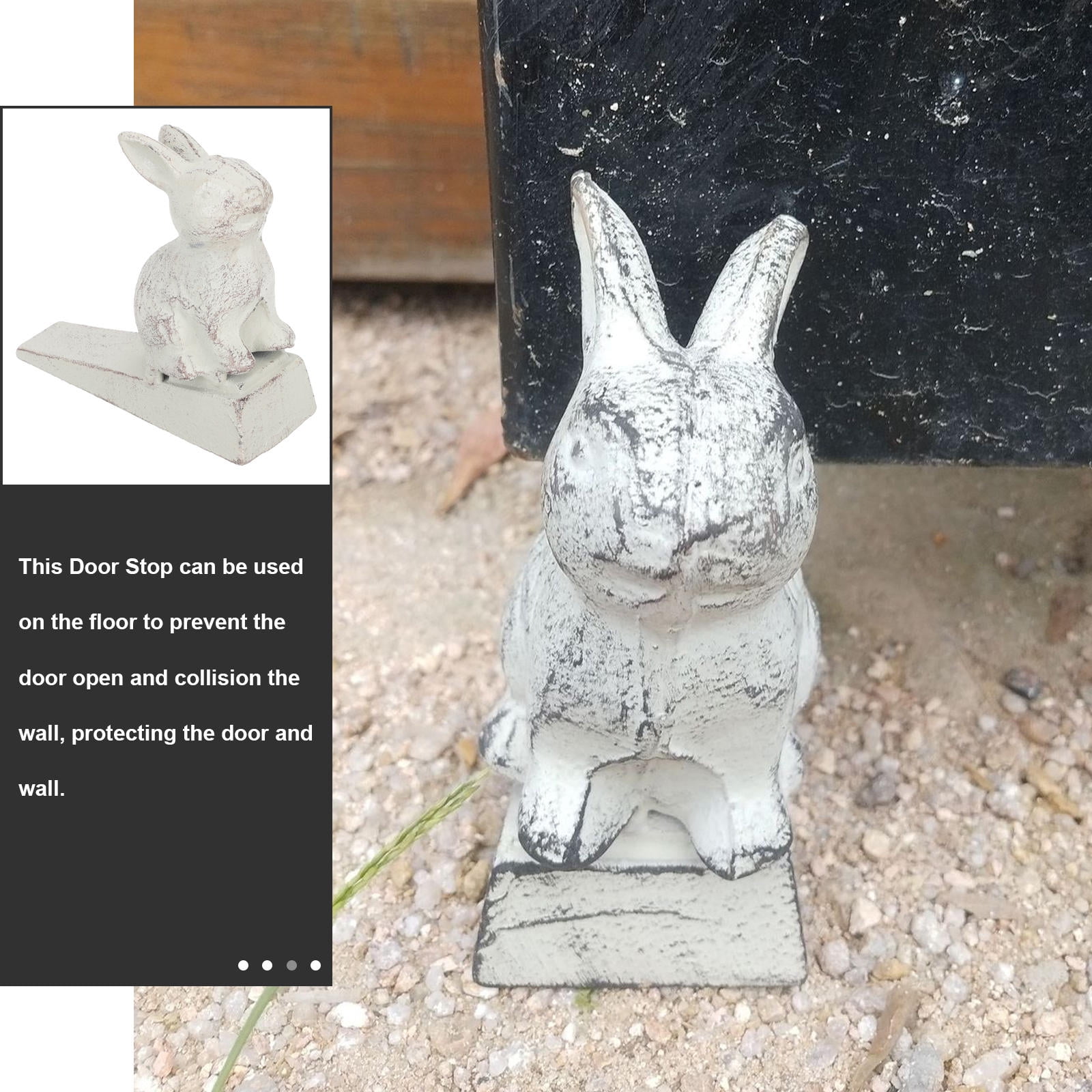 BRIGHTFUFU Cute Door Stoppers Rabbit Shape Iron 1Pack 4.5x4.3in Home ...