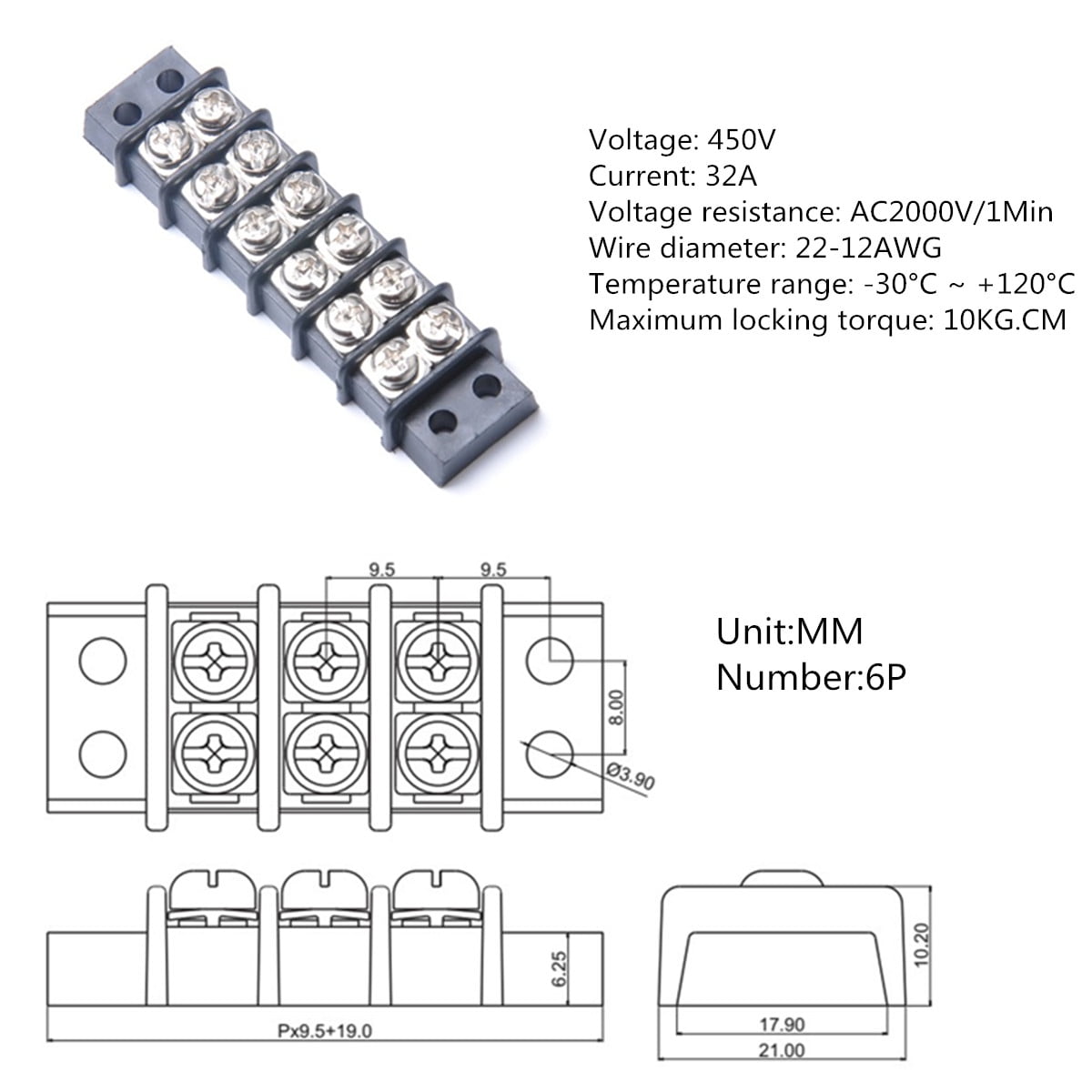 GOOHOCHY Plug-In Terminal Blocks Double Row Terminal Plastic 1Set ...
