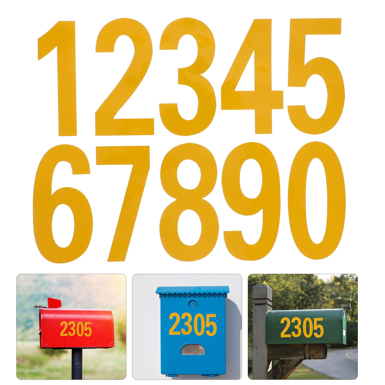 GOOHOCHY Yellow Reflective Mailbox Numbers with Self-Adhesive Backing ...