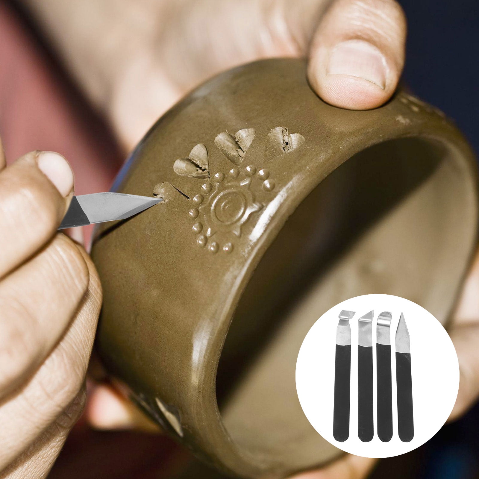 GOOHOCHY Durable Stainless Steel Pottery Carving Knives Set for Clay ...