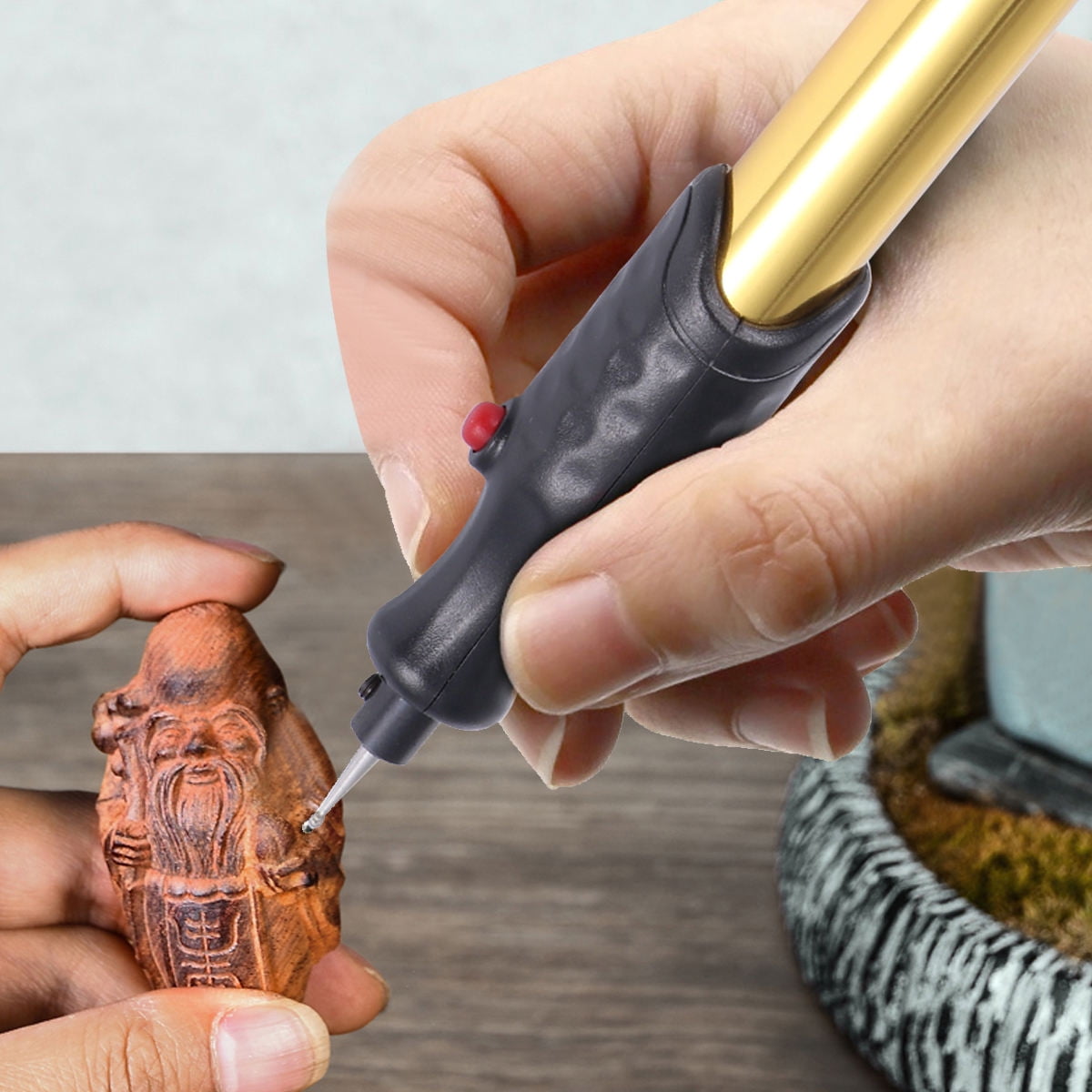 GOOHOCHY Electric Engraving Machine Tool Engraver Cordless Pen Golden ...