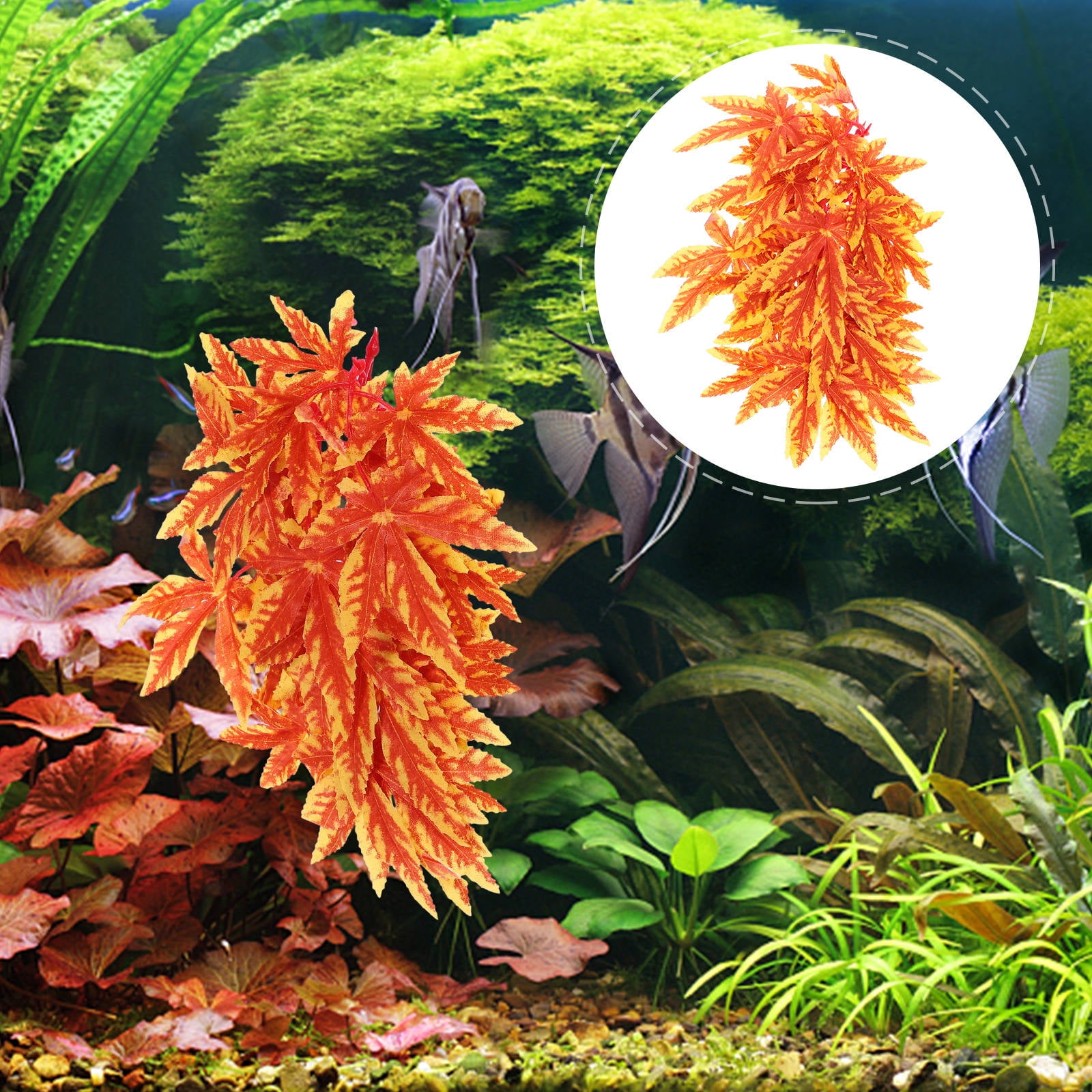 GOOHOCHY Fish Tank Plant Decoration Artificial Realistic Plastic Plant ...