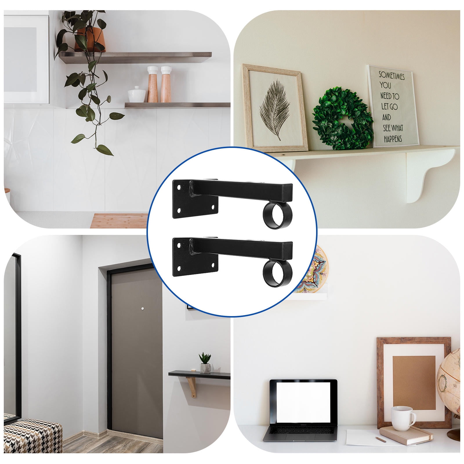 GETAJGHSD 1Set Durable Black Shelf Bracket Wall Hanging Support for ...