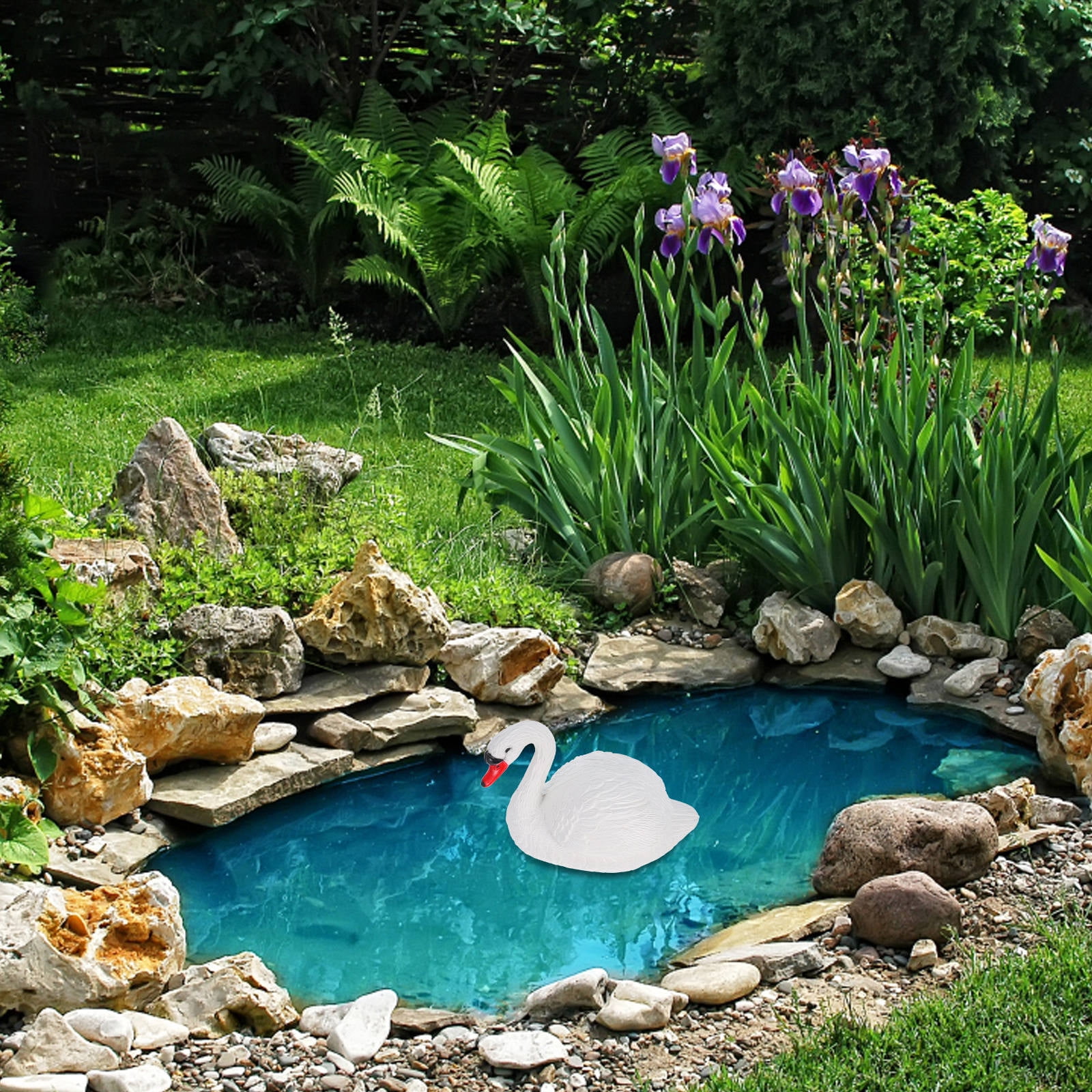 GOOHOCHY Floating Swan Figurine For Outdoor Garden And Yard Realistic ...