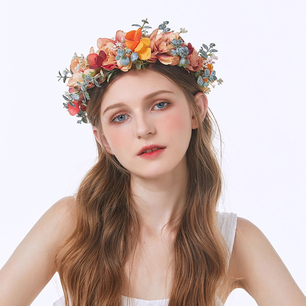GOOHOCHY Floral Flowers Wreath Tiara Headband Headpiece Miss Travel ...
