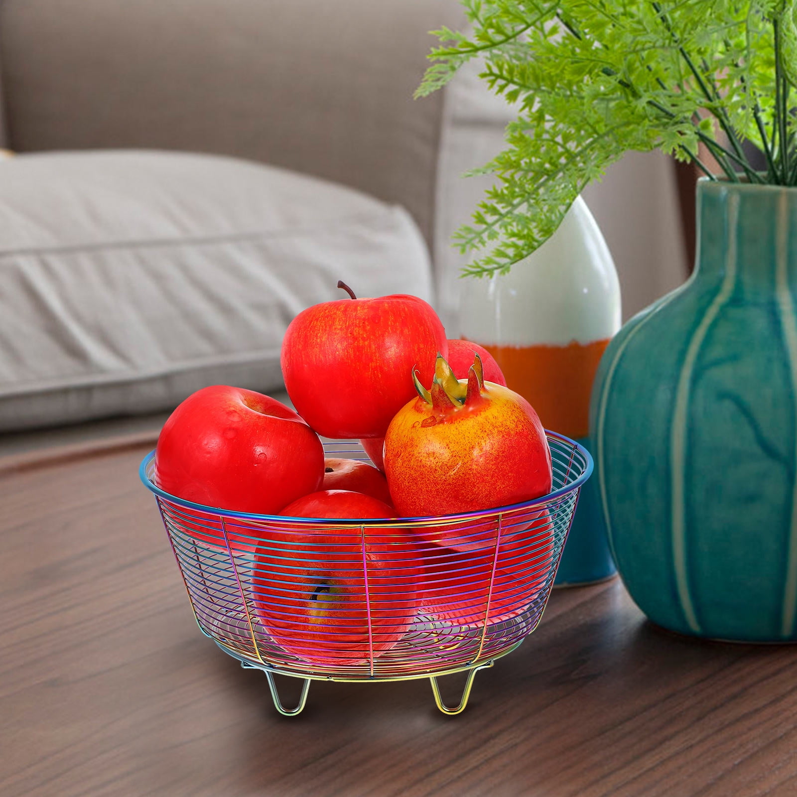 GOOHOCHY Fruit Basket Bowl Round Fruit Bowl Creative Mesh Fruit Dish ...