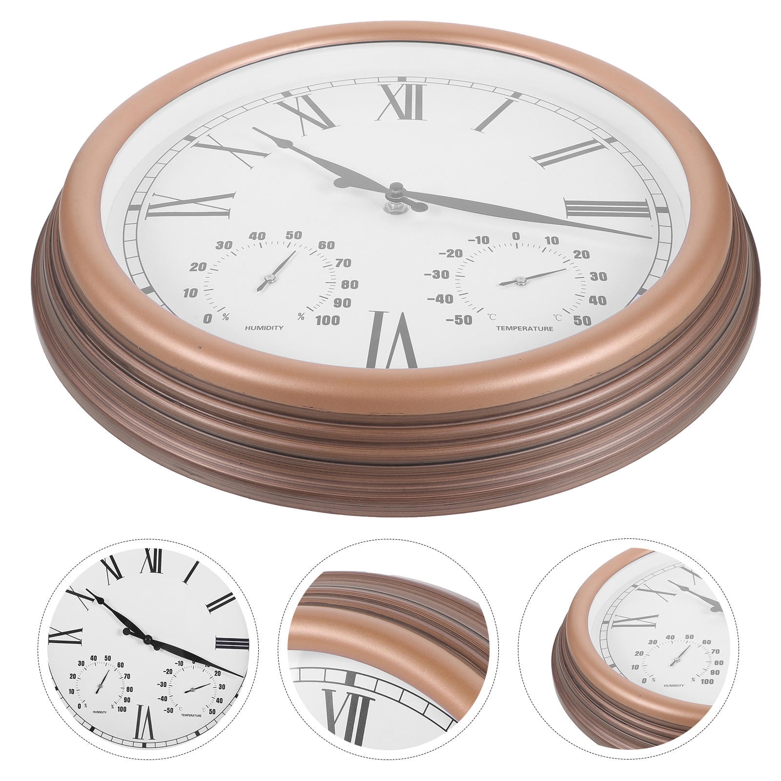 GOOHOCHY Garden Clock Outdoor and Thermometer Hanging Patio Wall Decor ...