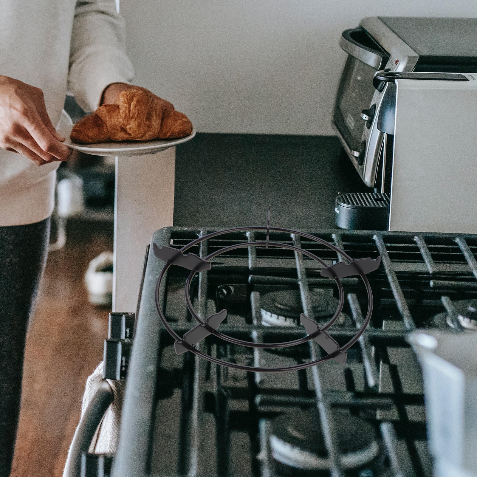 GOOHOCHY Gas Stove Wok Ring Cast Iron Wok Support for Gas Cooktop Anti ...