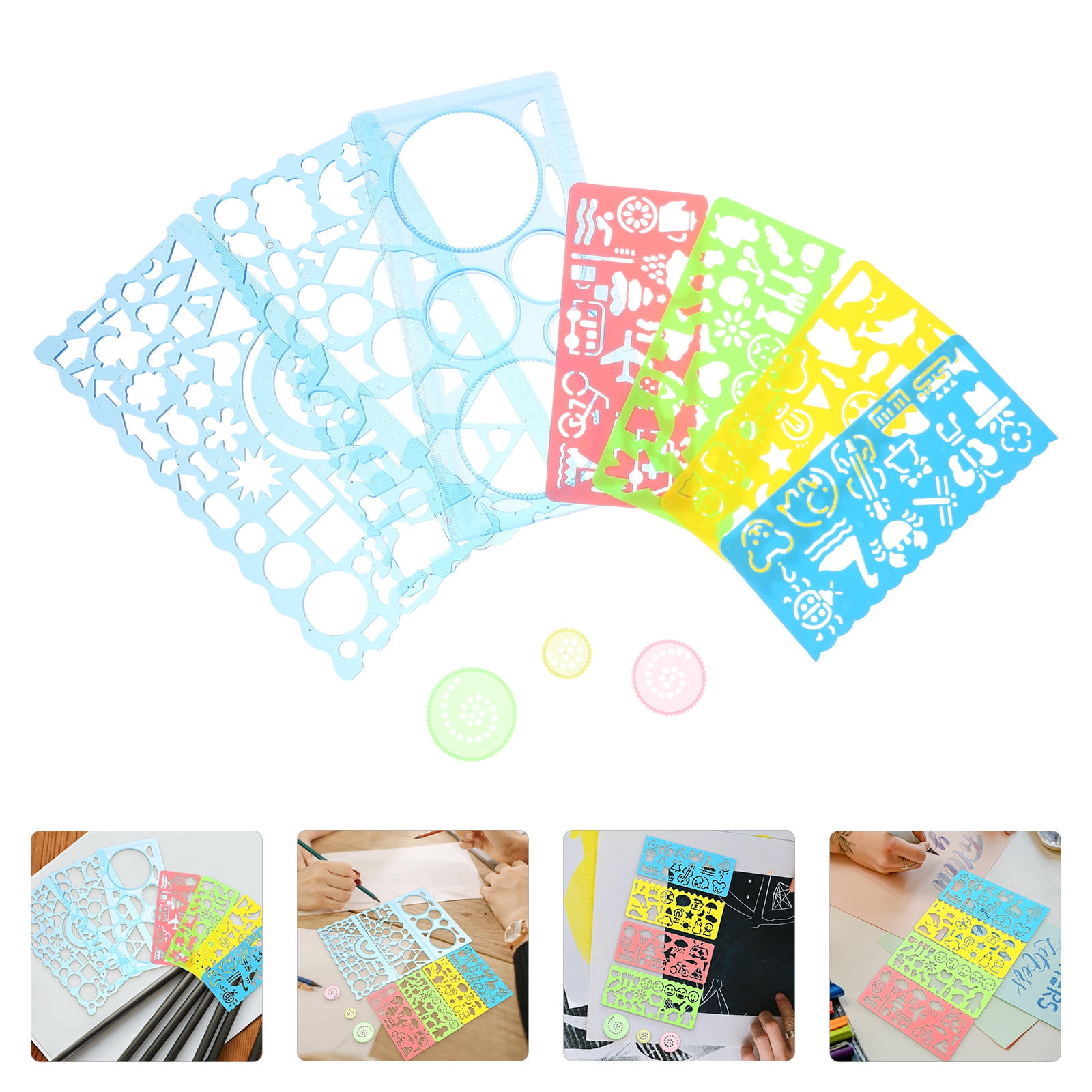 GOOHOCHY Geometric Drawing Template Ruler Set Made of PP Material for ...