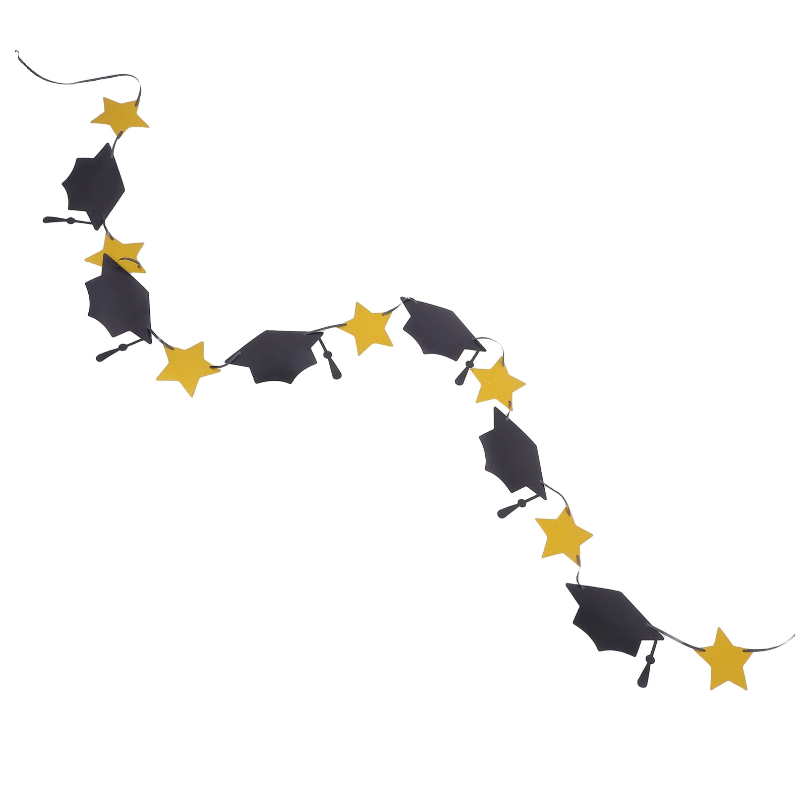 GOOHOCHY Glitter Graduation Cap Stars Banner Gold And Black Graduation ...