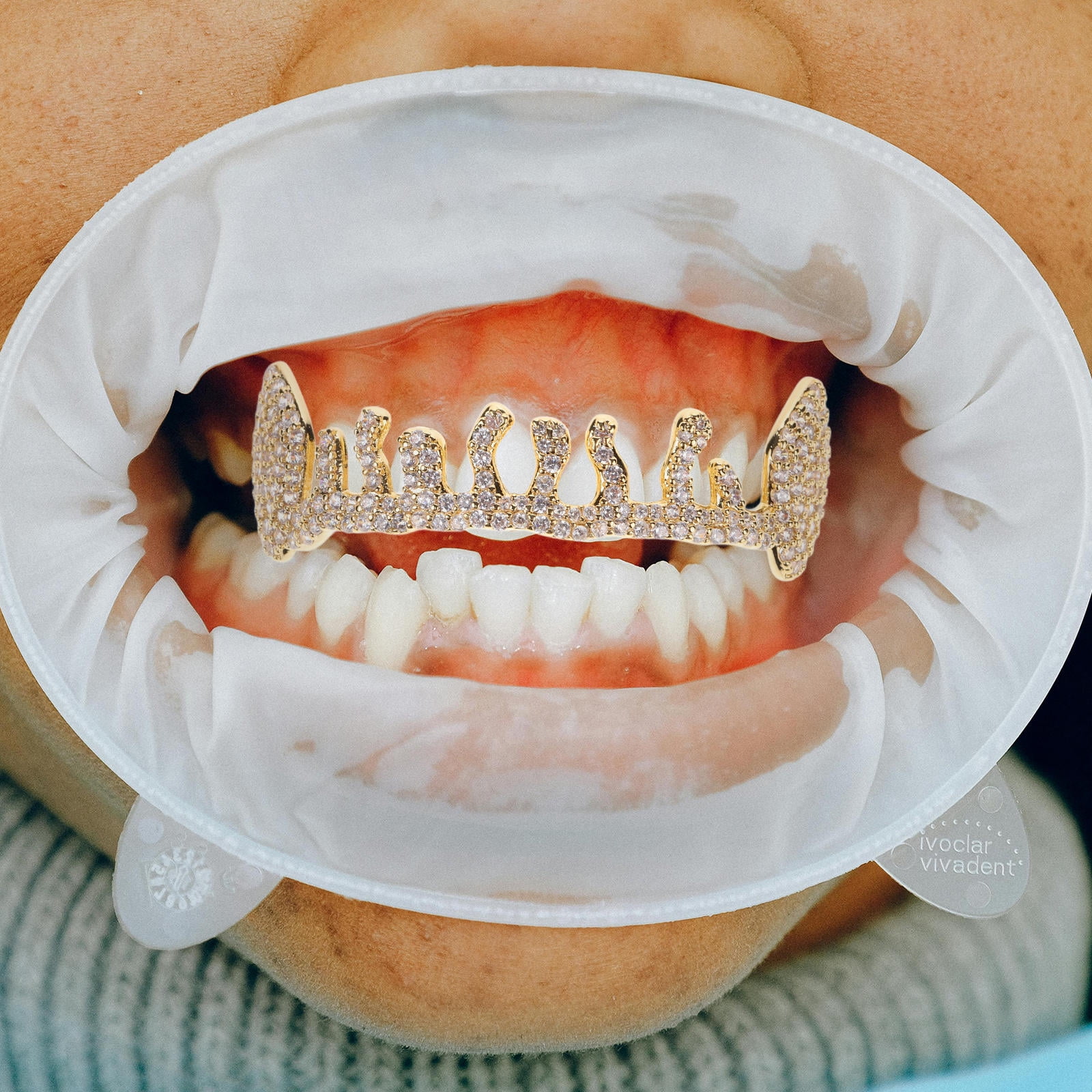 GOOHOCHY Golden Copper Teeth Grill with Rhinestones for Men Hip Hop ...