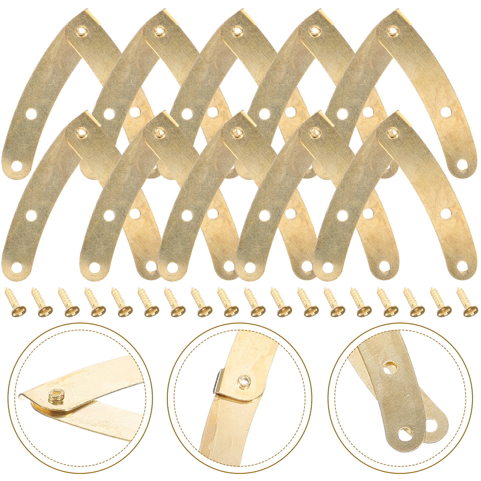 FUTUREORYY Lid Hinges Metal Golden For Toy Boxes 10Pcs 1.77X0.39X0.20In ...