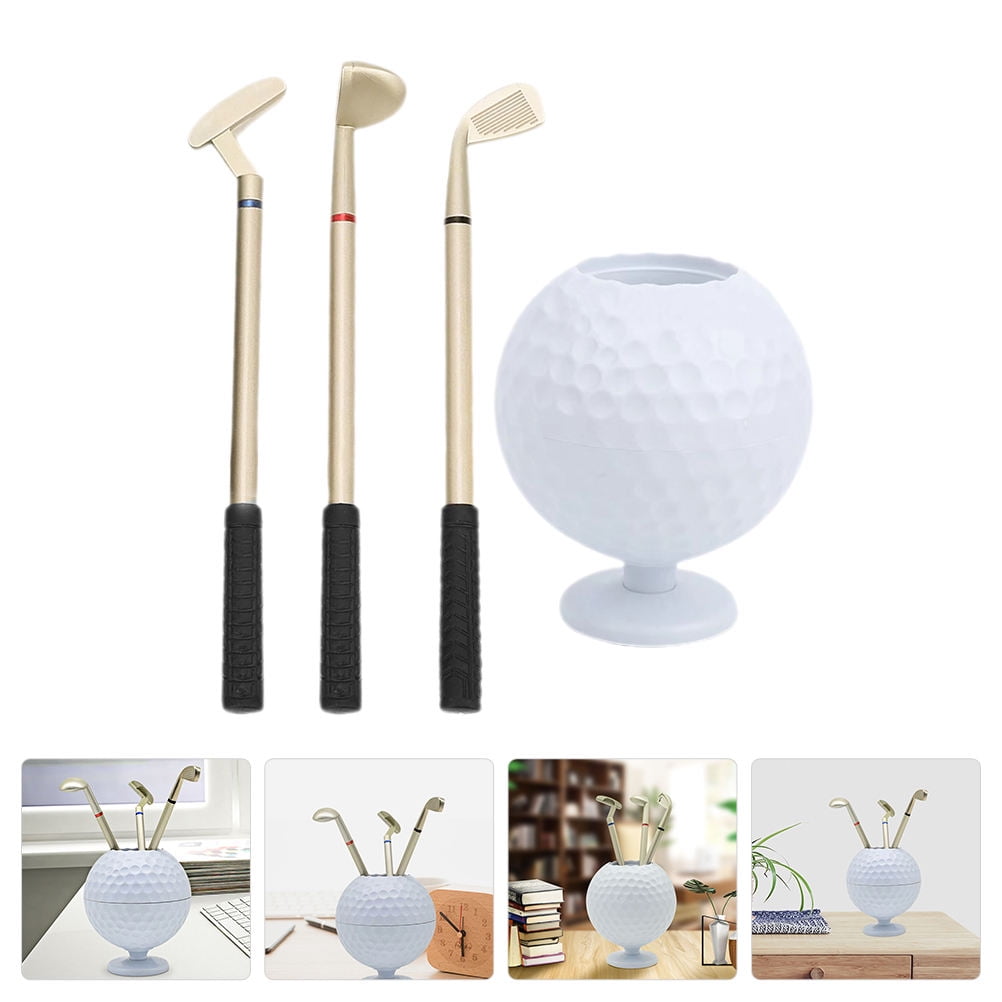 GOOHOCHY Golf Ball Pen Holder for Desk Made of Plastic and Metal White ...