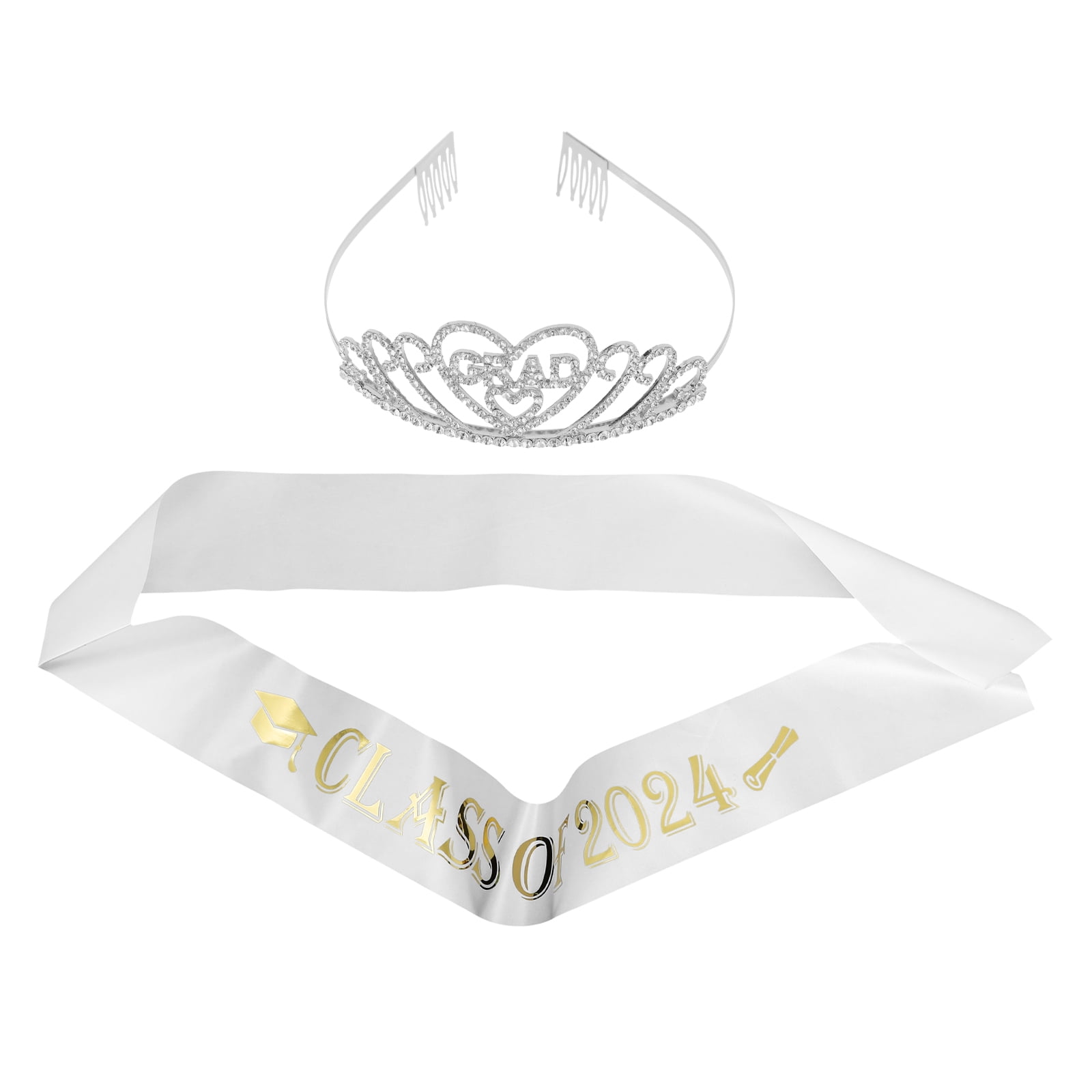 GOOHOCHY Graduation Sash and Crown Graduated Hair Decor Costume Tiara ...