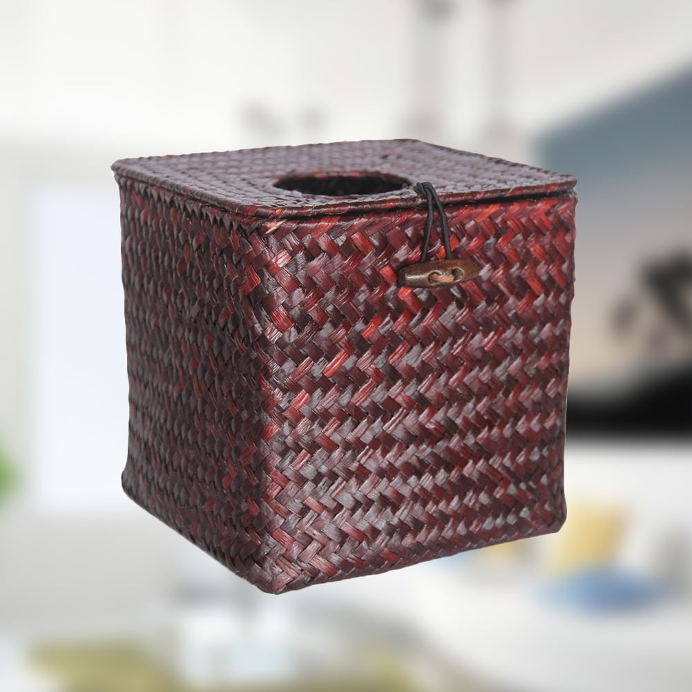 GOOHOCHY Handwoven Seagrass Tissue Box Cover Napkin Holder in Coffee ...